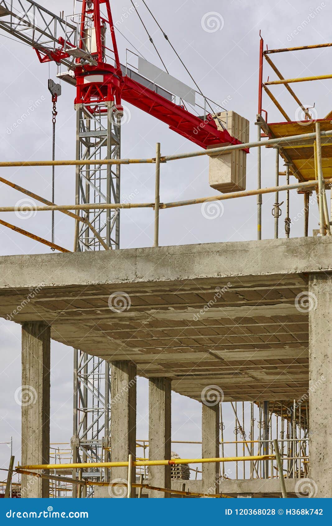 Building Under Construction. Crane Machinery Structure Stock Photo ...