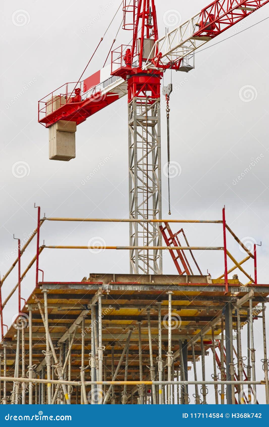 Building Under Construction. Crane Machinery Structure Stock Photo ...