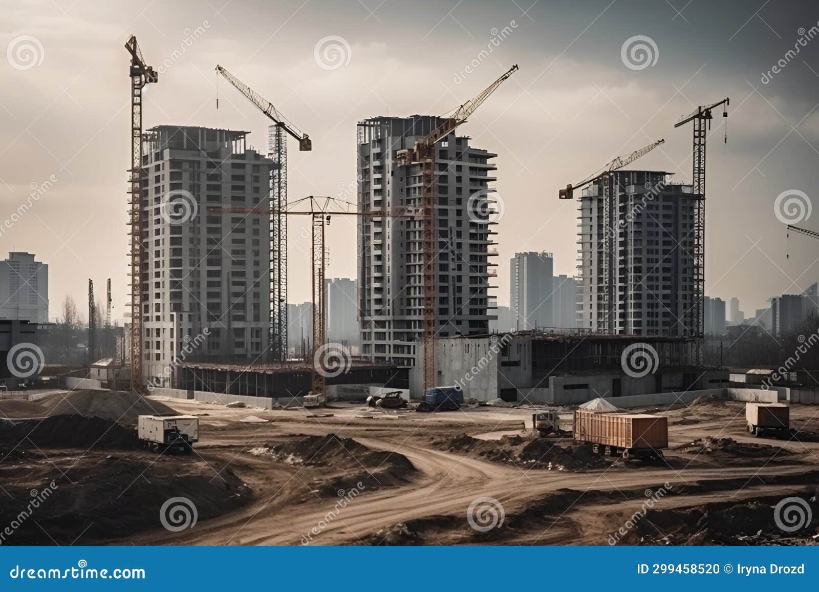 Building Under Construction Industrial Development, Technology Concept ...