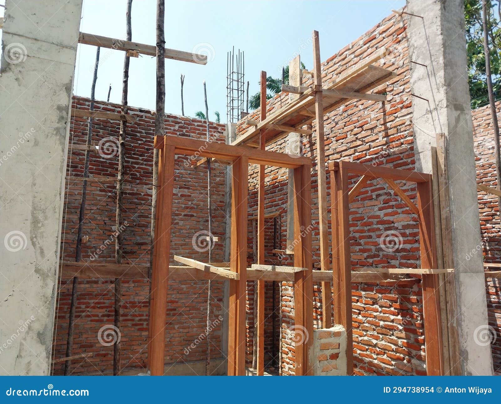 Building Under Construction. Job Brick at Construction Site Stock Photo ...