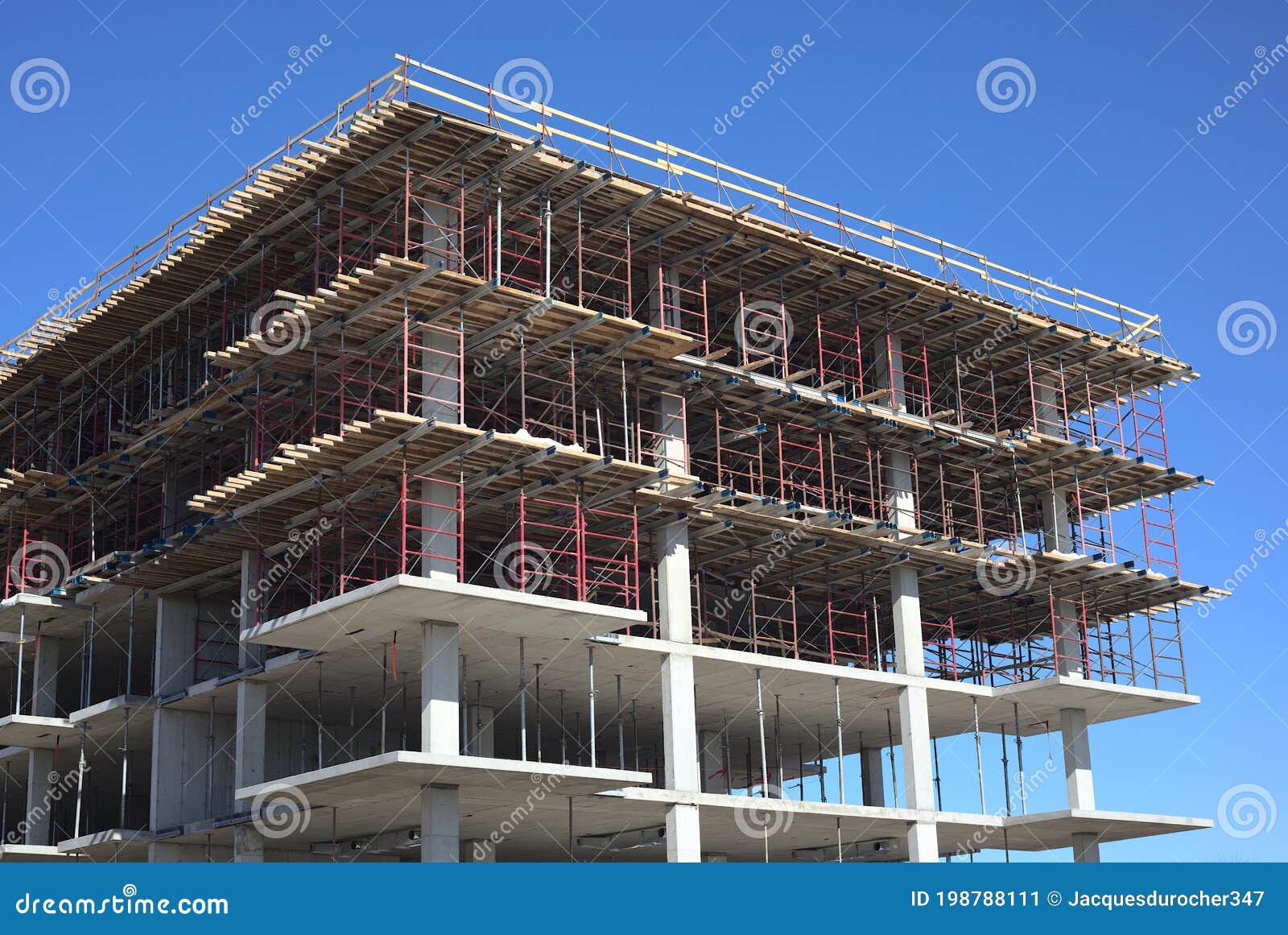 Construction Site Metal Beams and Concrete Structure Building ...
