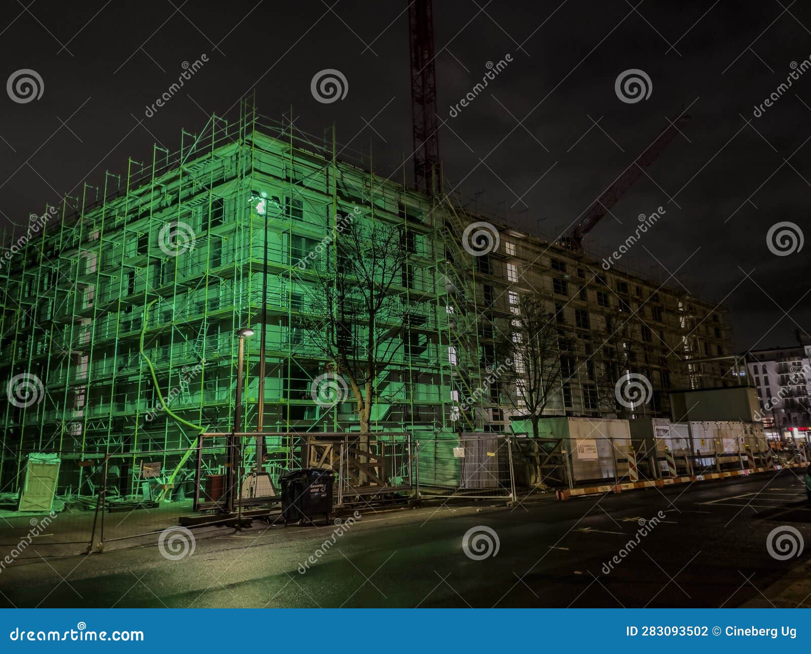 Building Under Construction, Night Scene Editorial Photography - Image ...