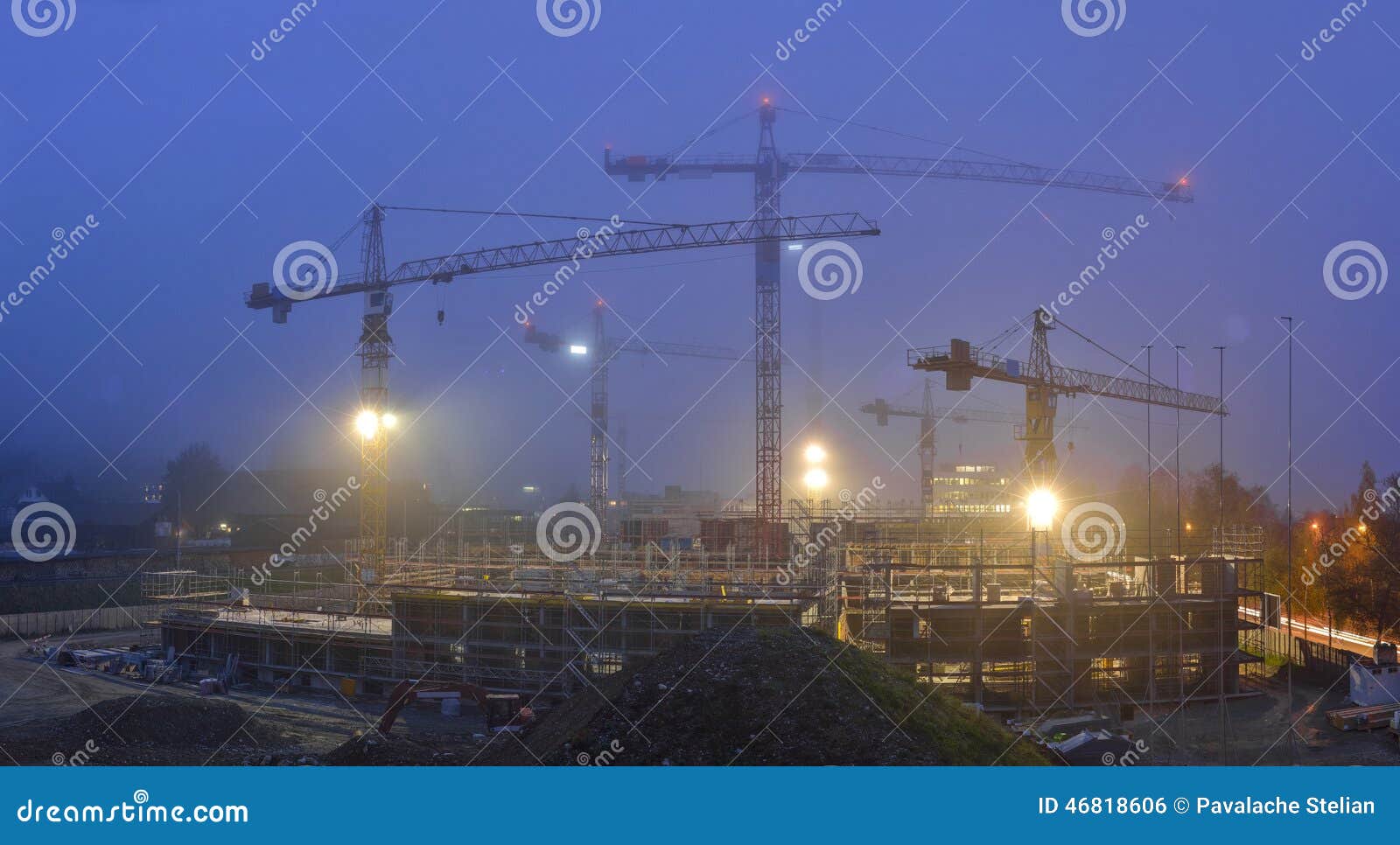 Building Under Construction. Night Scenes Stock Photo - Image of czech ...