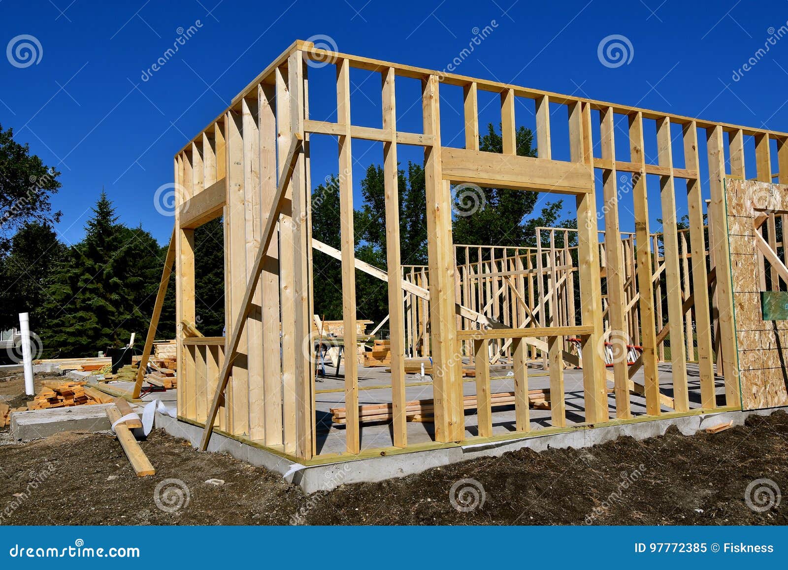Building Under Construction is Partially Framed Stock Image - Image of ...