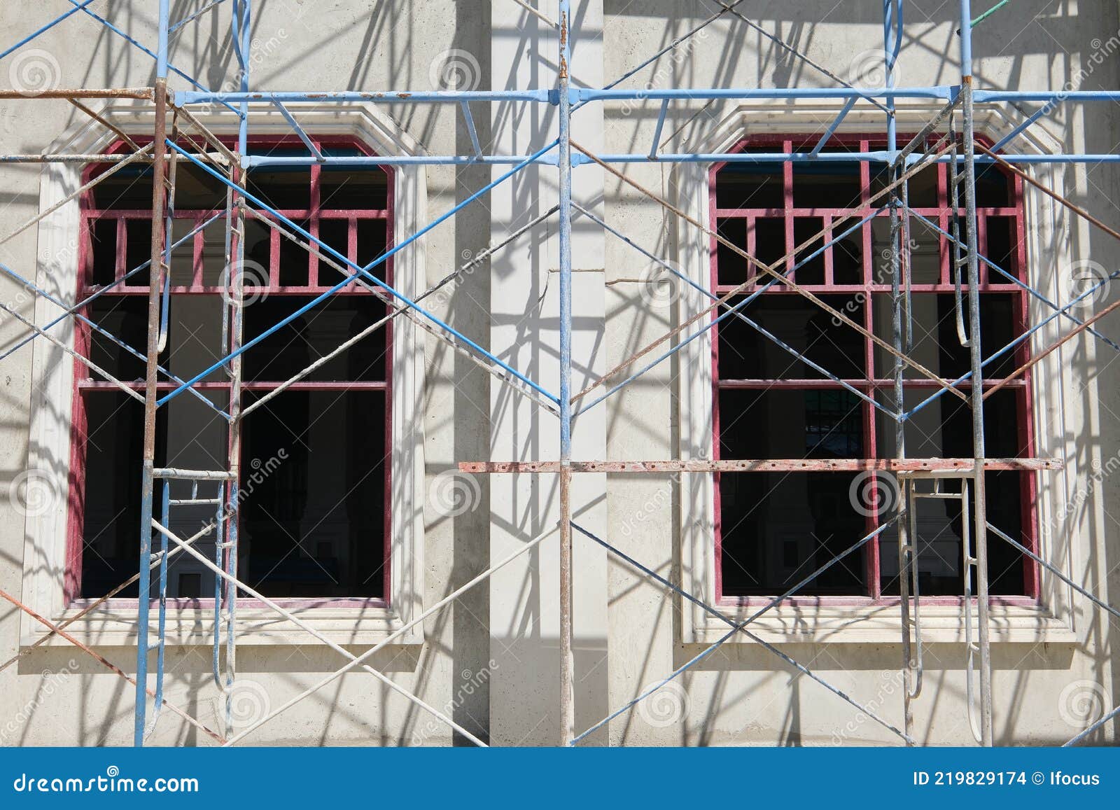 Building Under Construction with Scaffold in Front Stock Photo - Image ...