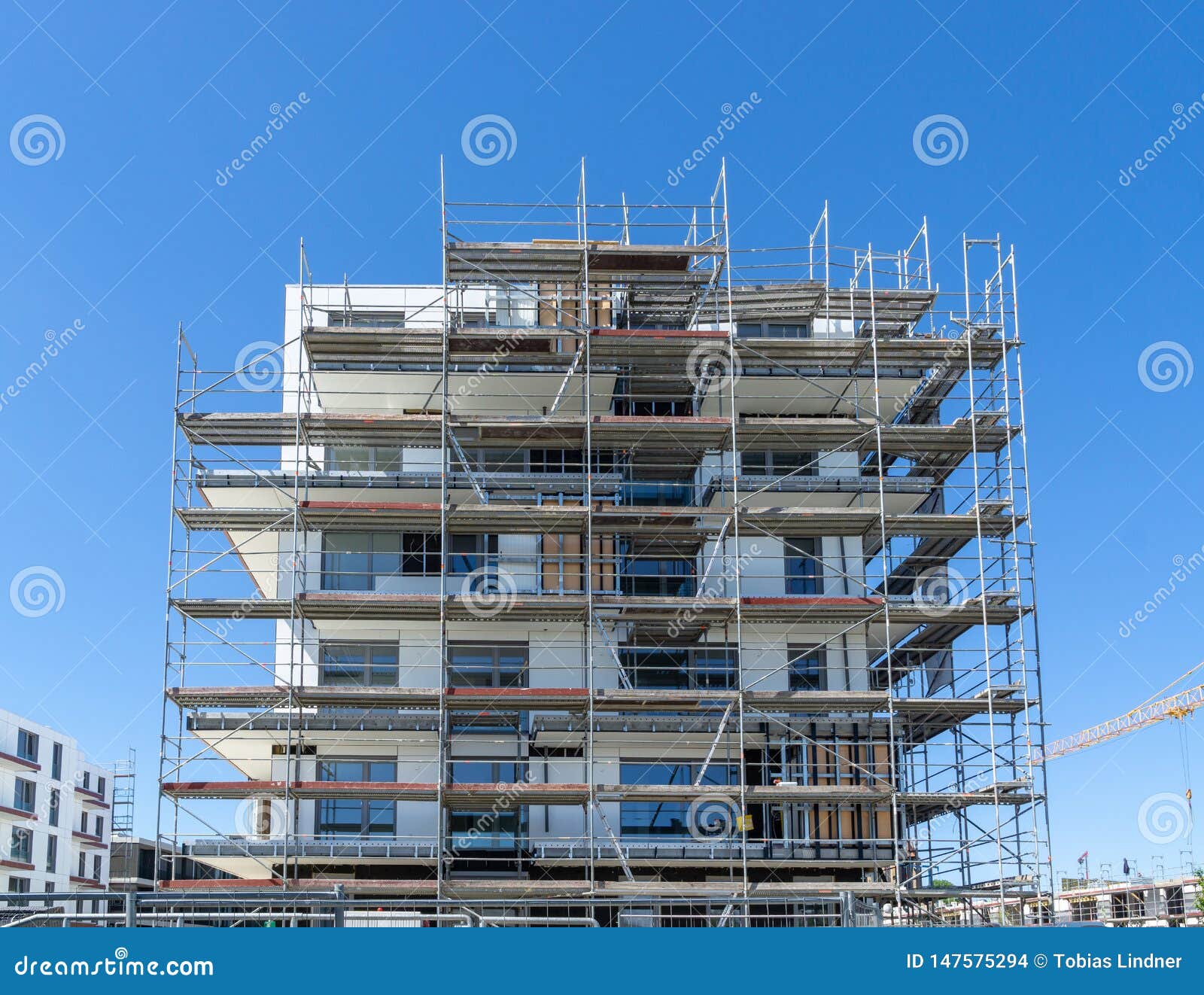 Building Under Construction - Scaffolding at the Facade Stock Photo ...