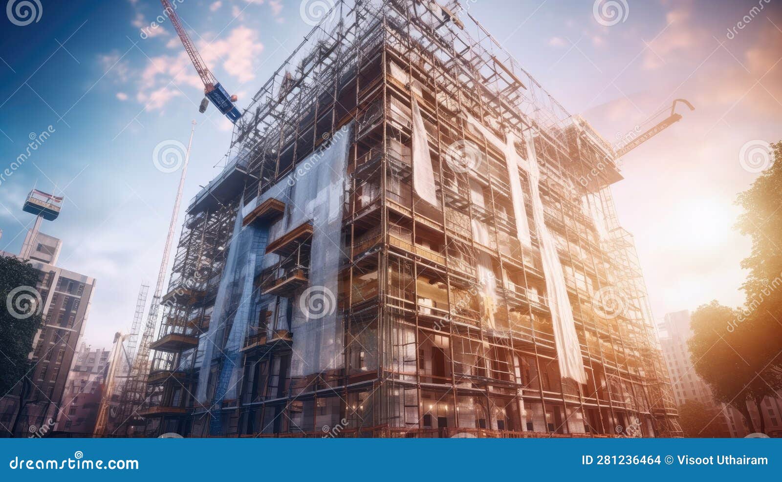 The Building is Under Construction with Scaffolding, High Rise Building ...