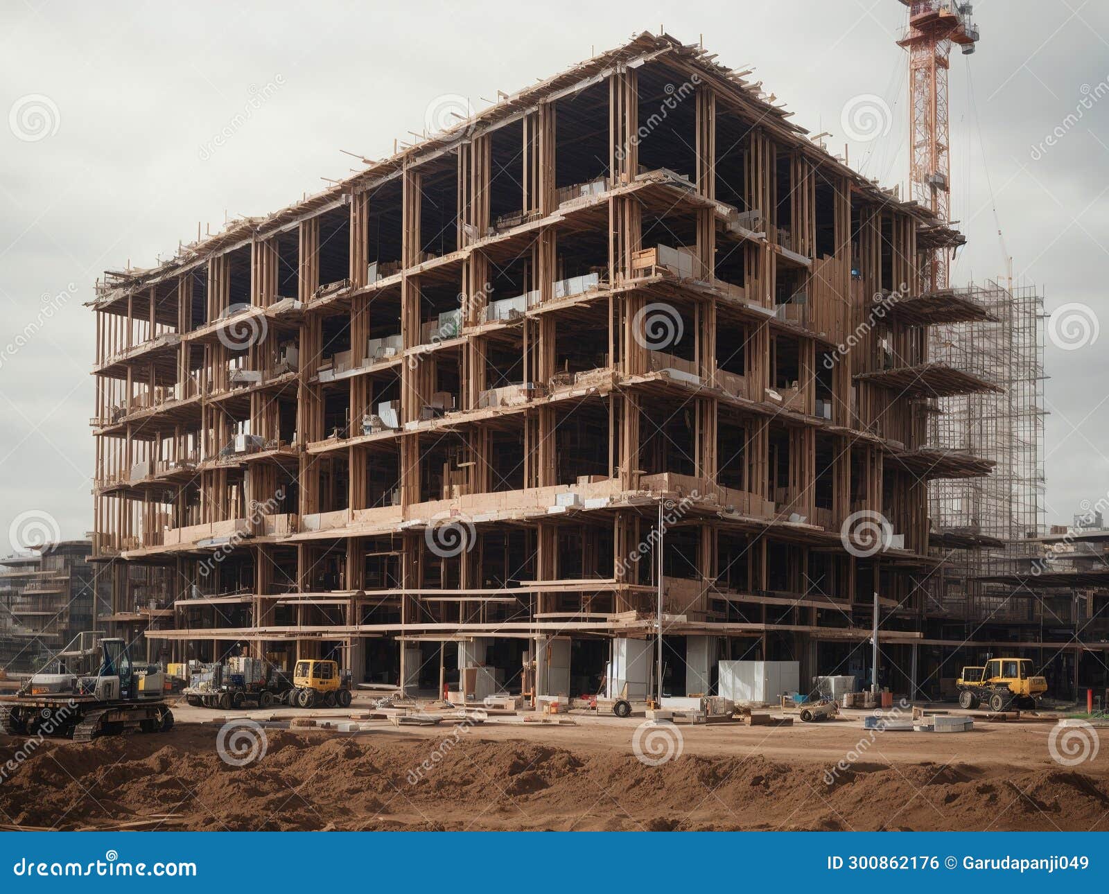 Building Under Construction with Scaffolding, Industrial Building ...