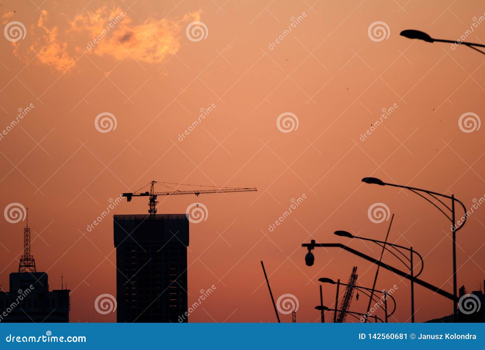 Building Under Construction Shadow on Red Sky Stock Image - Image of ...
