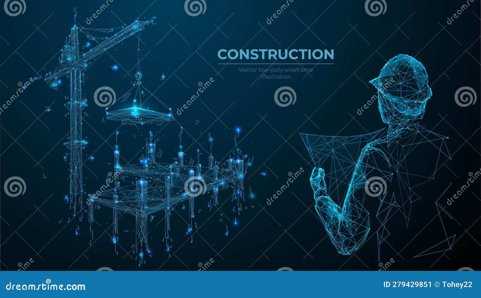 Architect Holding Blueprints. Crane Constructing House. Stock Vector ... Architect Holding Blueprints. Crane Constructing House. Stock Vector ...