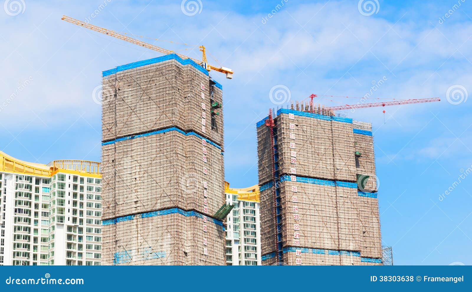 Building Under Construction Site and Blue Sky Stock Photo - Image of ...