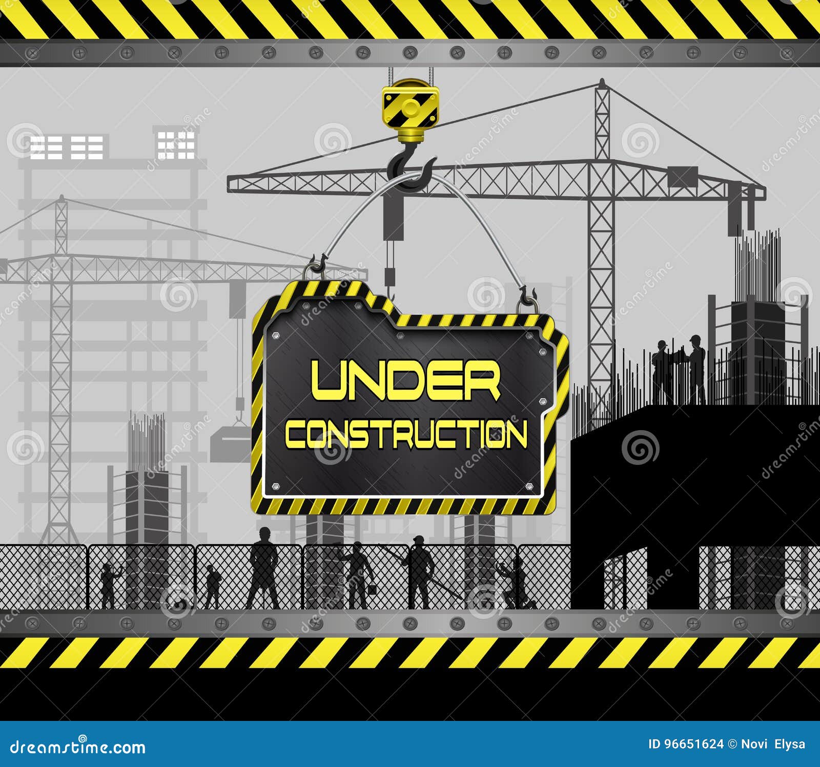 Building Under Construction Site with Sign Board Stock Vector ...