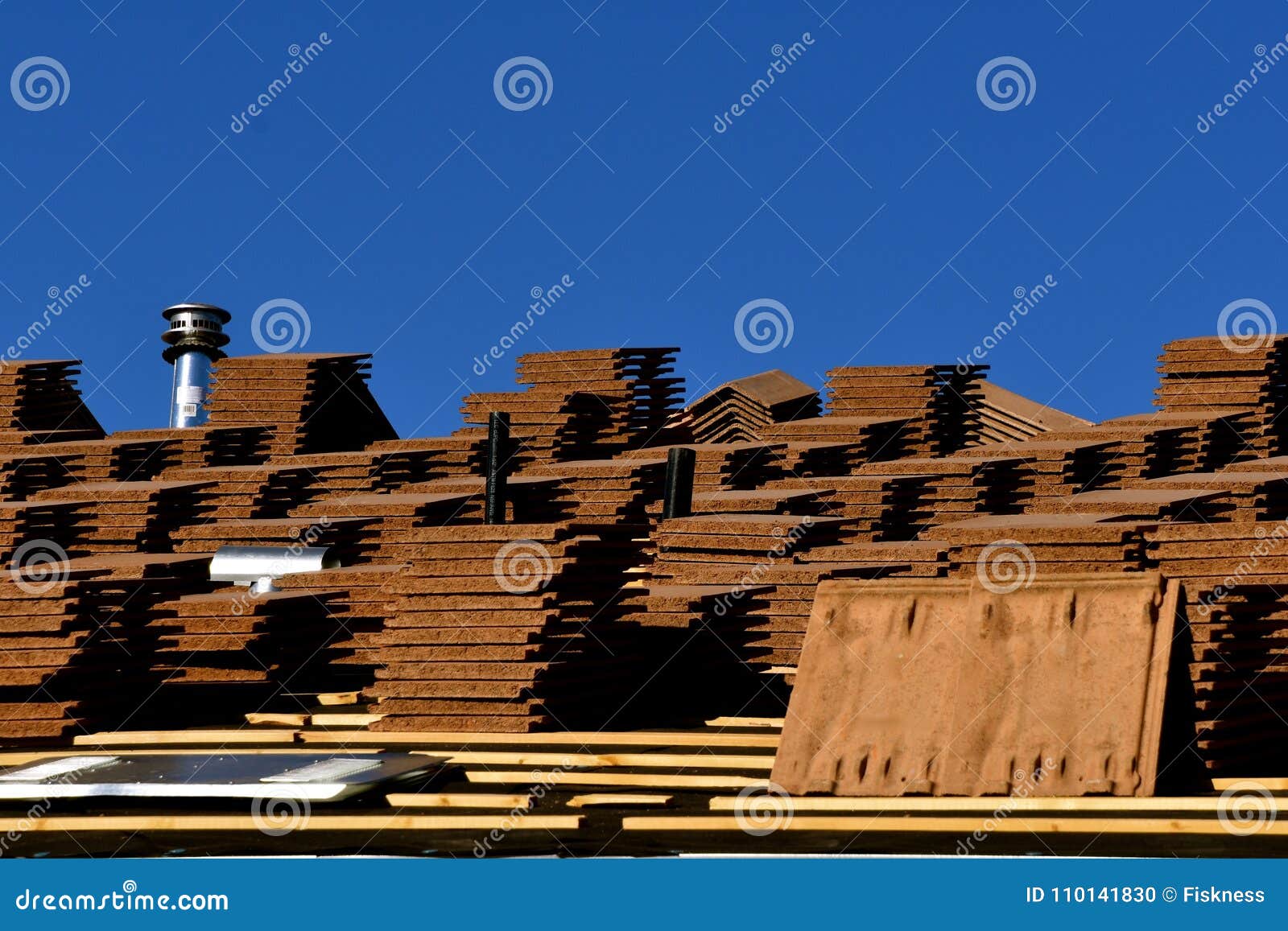 Tile Shingles Stacked and Ready for Roofing Stock Photo - Image of ...