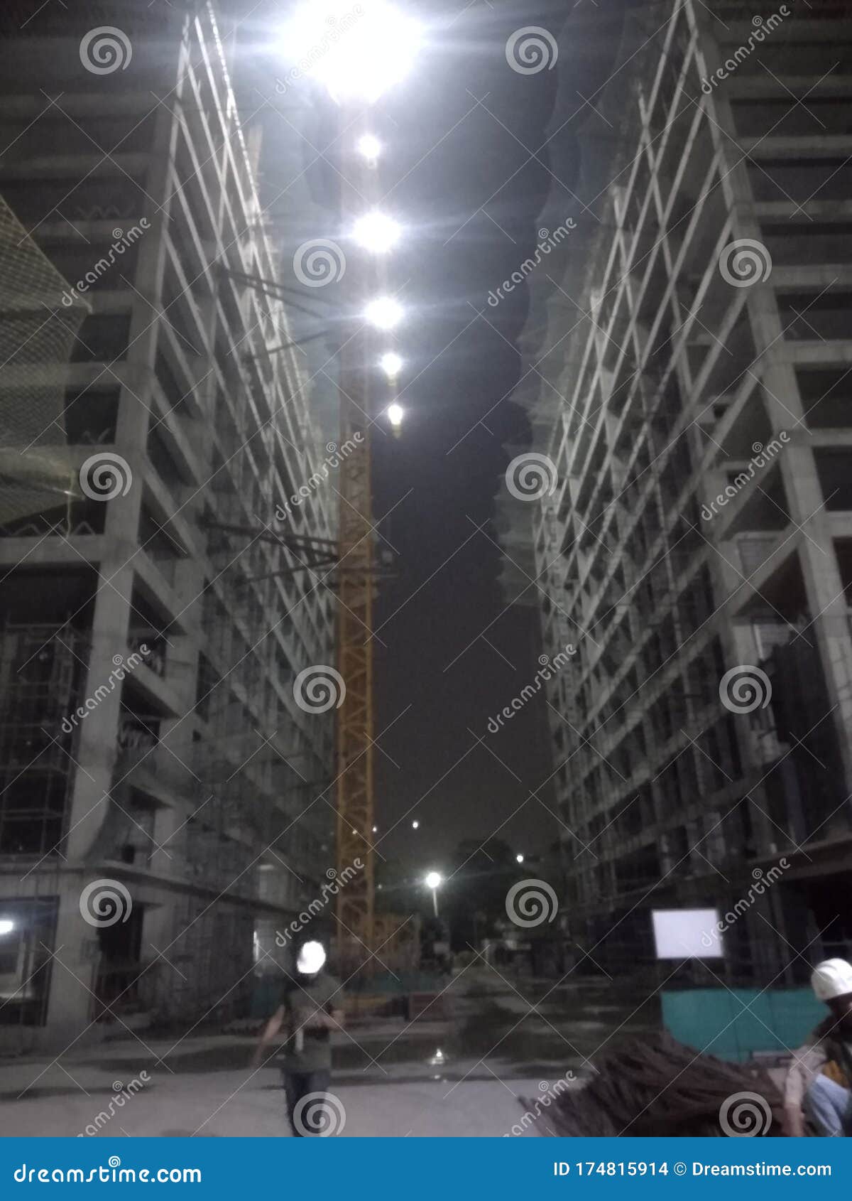 Highrise Building Scene at Night Stock Photo - Image of midst, casting ...