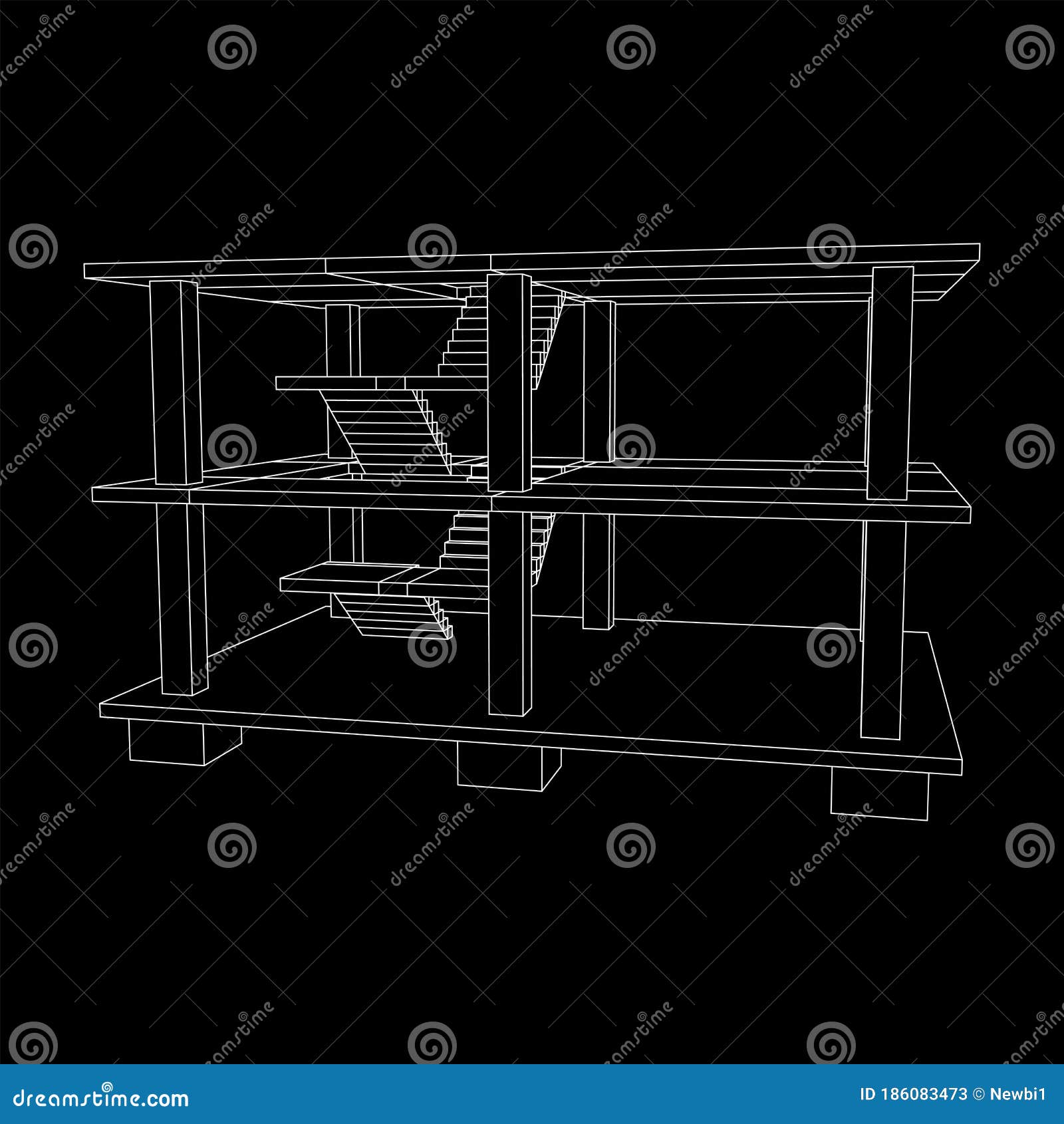 Building Under Construction Wireframe Stock Vector - Illustration of ...