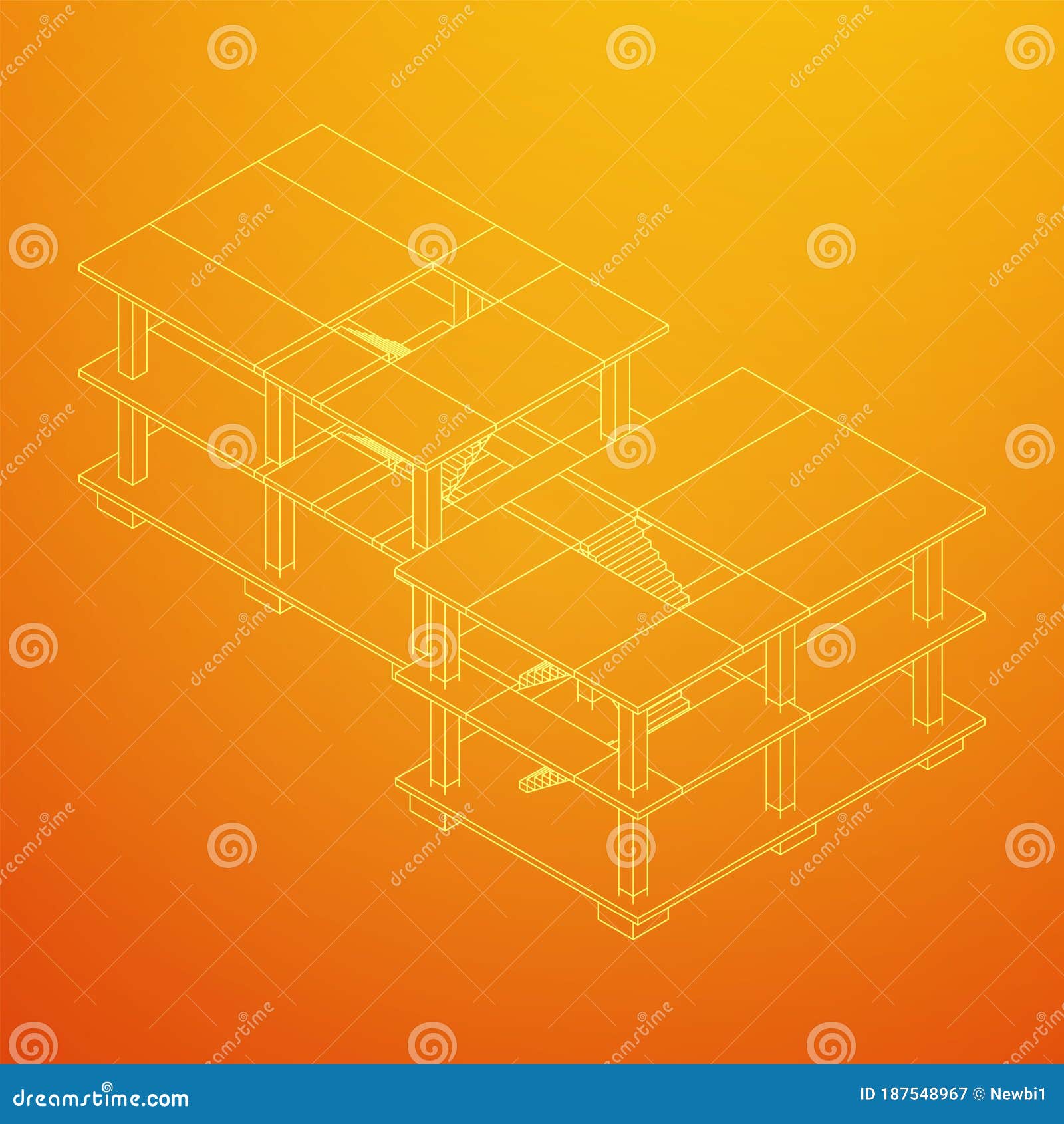 Building Under Construction Wireframe Stock Vector - Illustration of ...