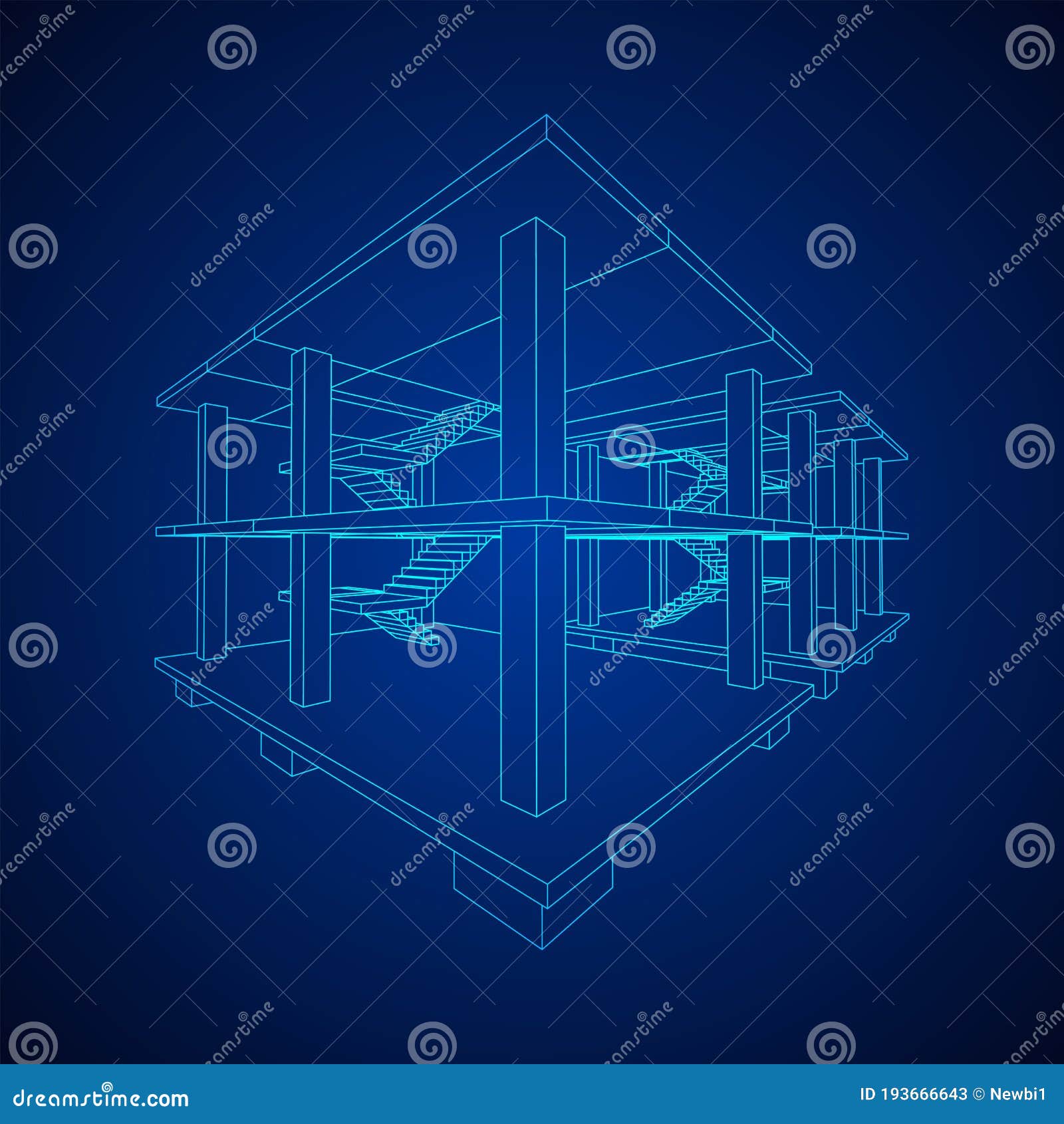 Building Under Construction Wireframe Stock Vector - Illustration of ...