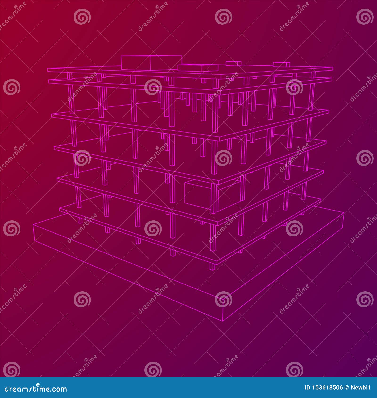 Building Under Construction Wireframe Stock Vector - Illustration of ...