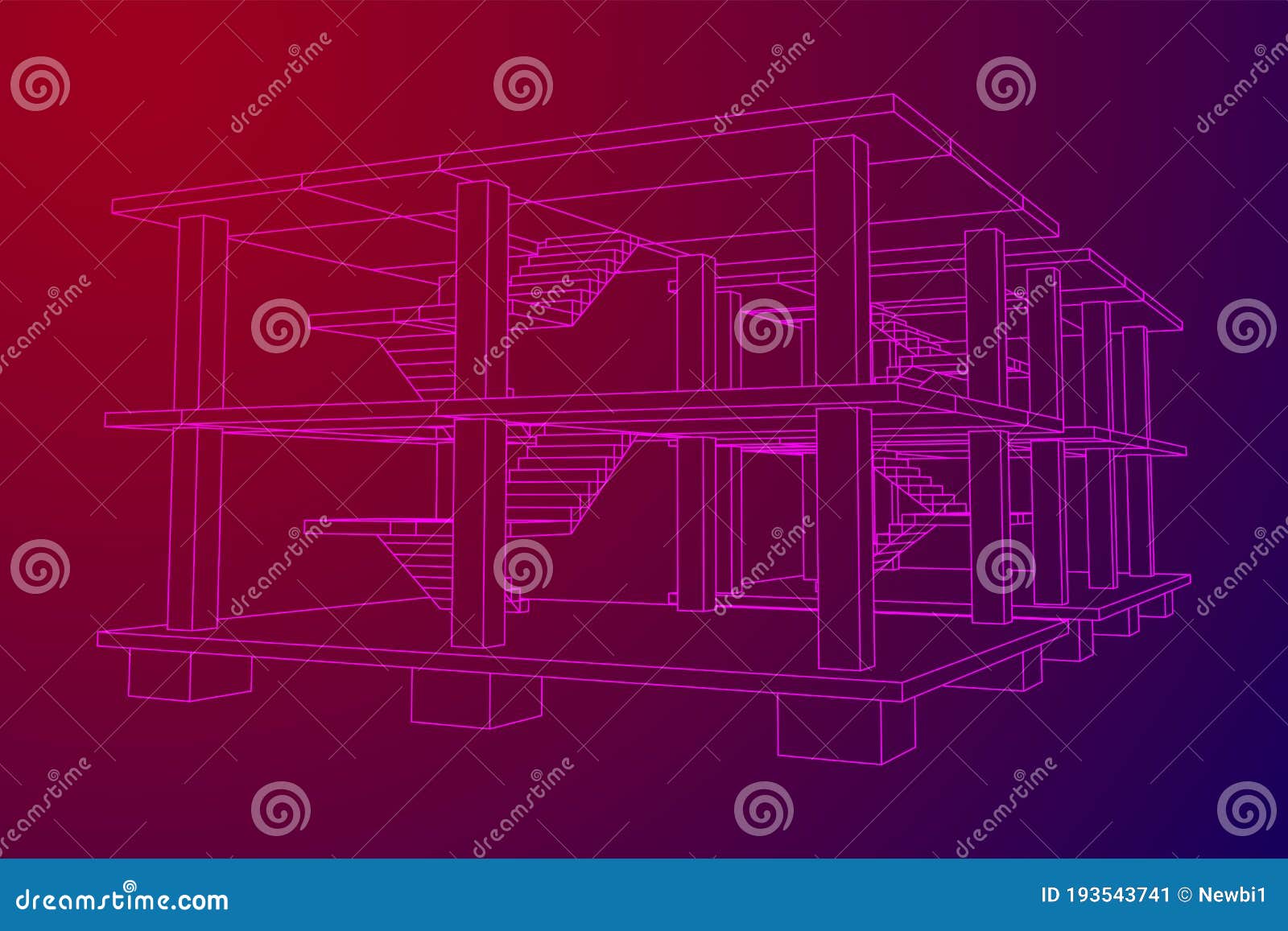 Building Under Construction Wireframe Stock Vector - Illustration of ...