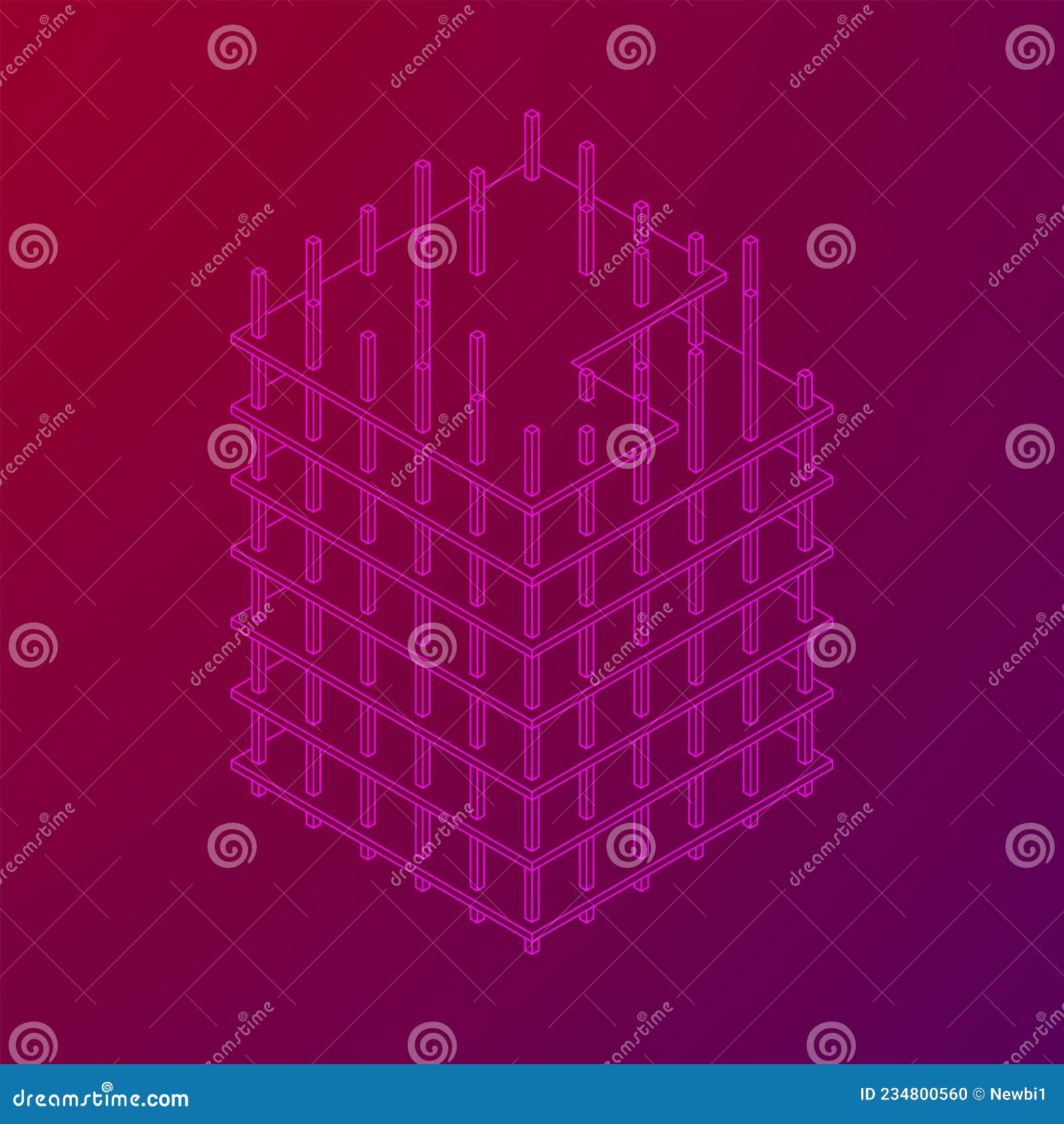 Building Under Construction. Wireframe Low Poly Mesh Stock Vector ...