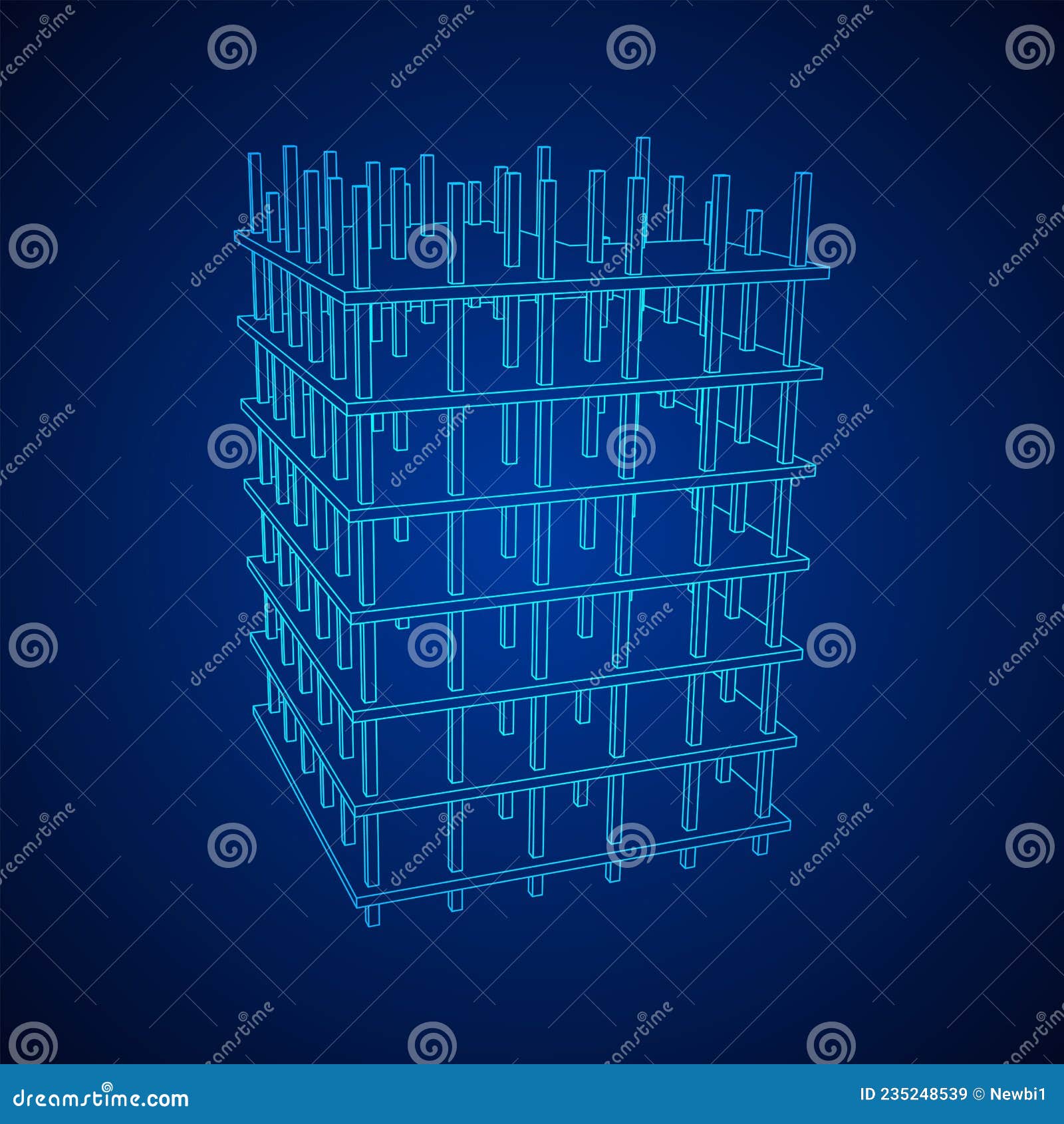 Building Under Construction. Wireframe Low Poly Mesh Stock Vector ...