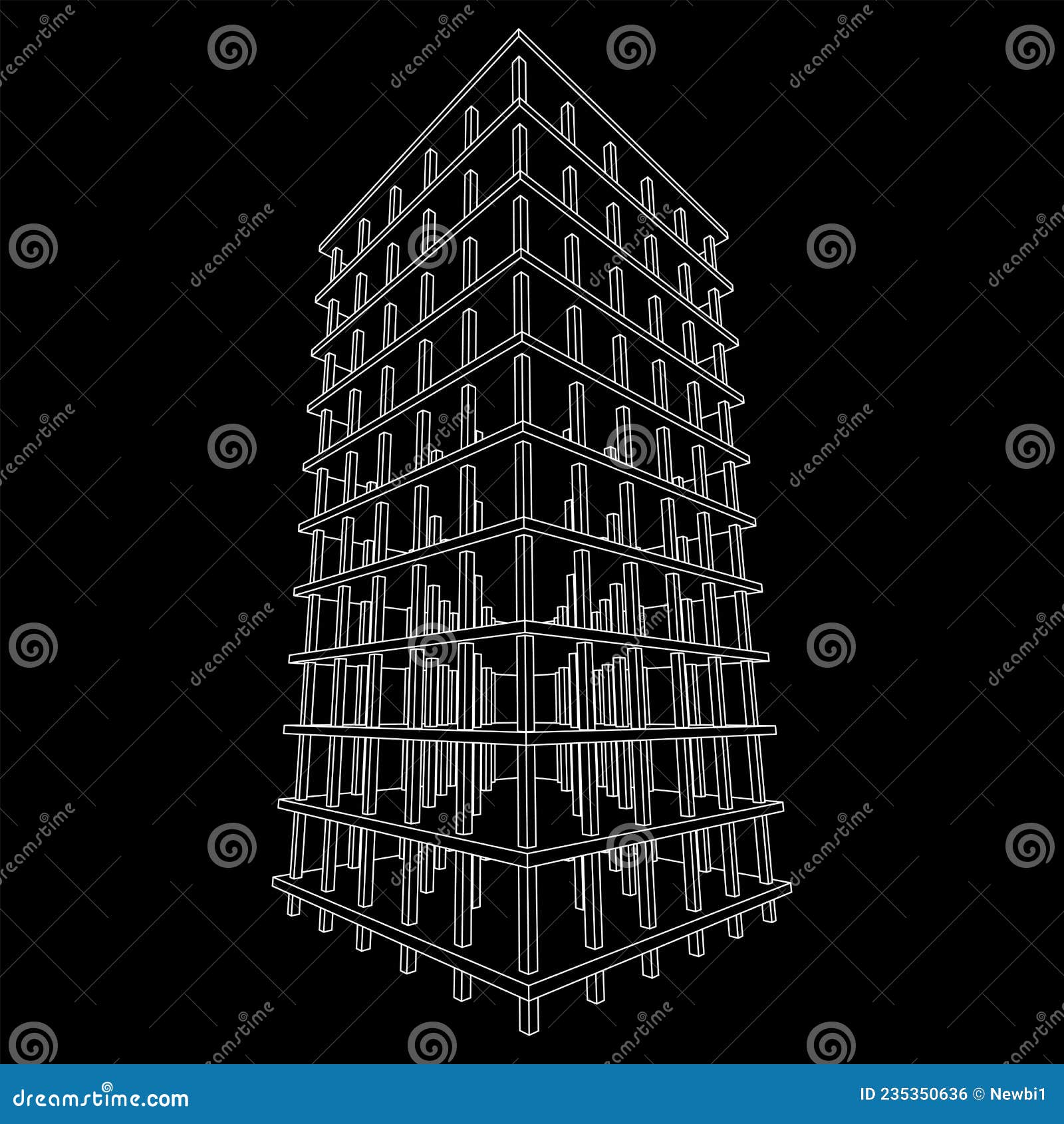 Building Under Construction. Wireframe Low Poly Mesh Stock Vector ...