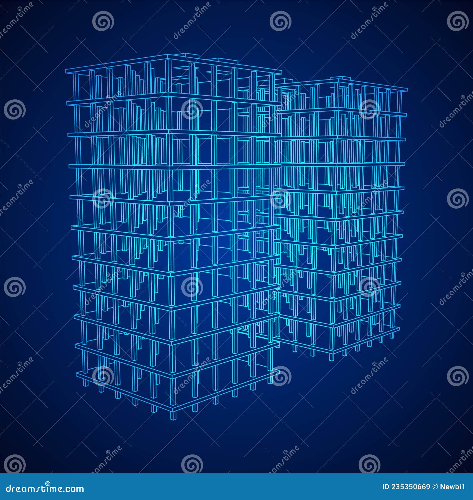 Building Under Construction. Wireframe Low Poly Mesh Stock Vector ...