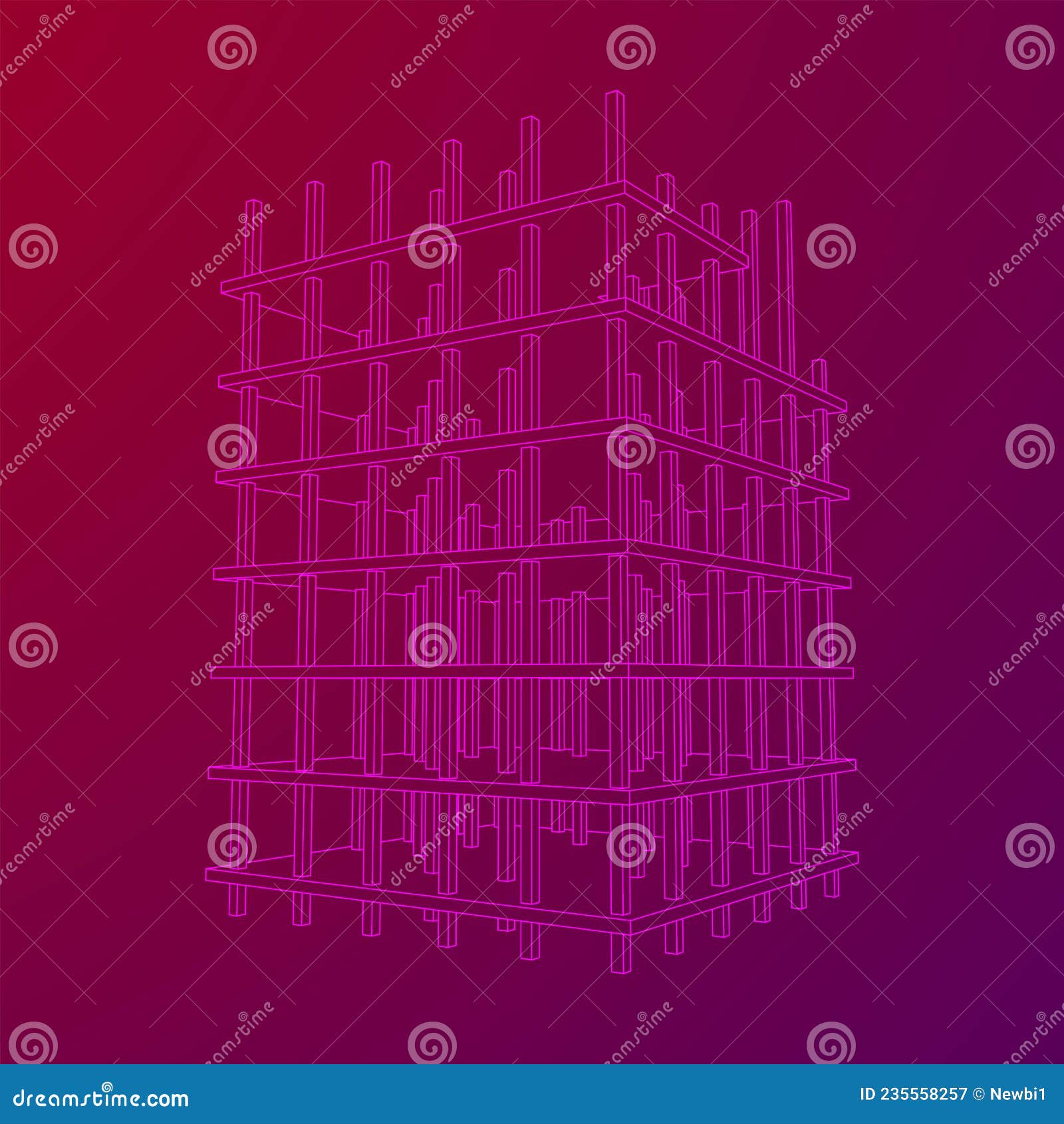 Building Under Construction. Wireframe Low Poly Mesh Stock Vector ...