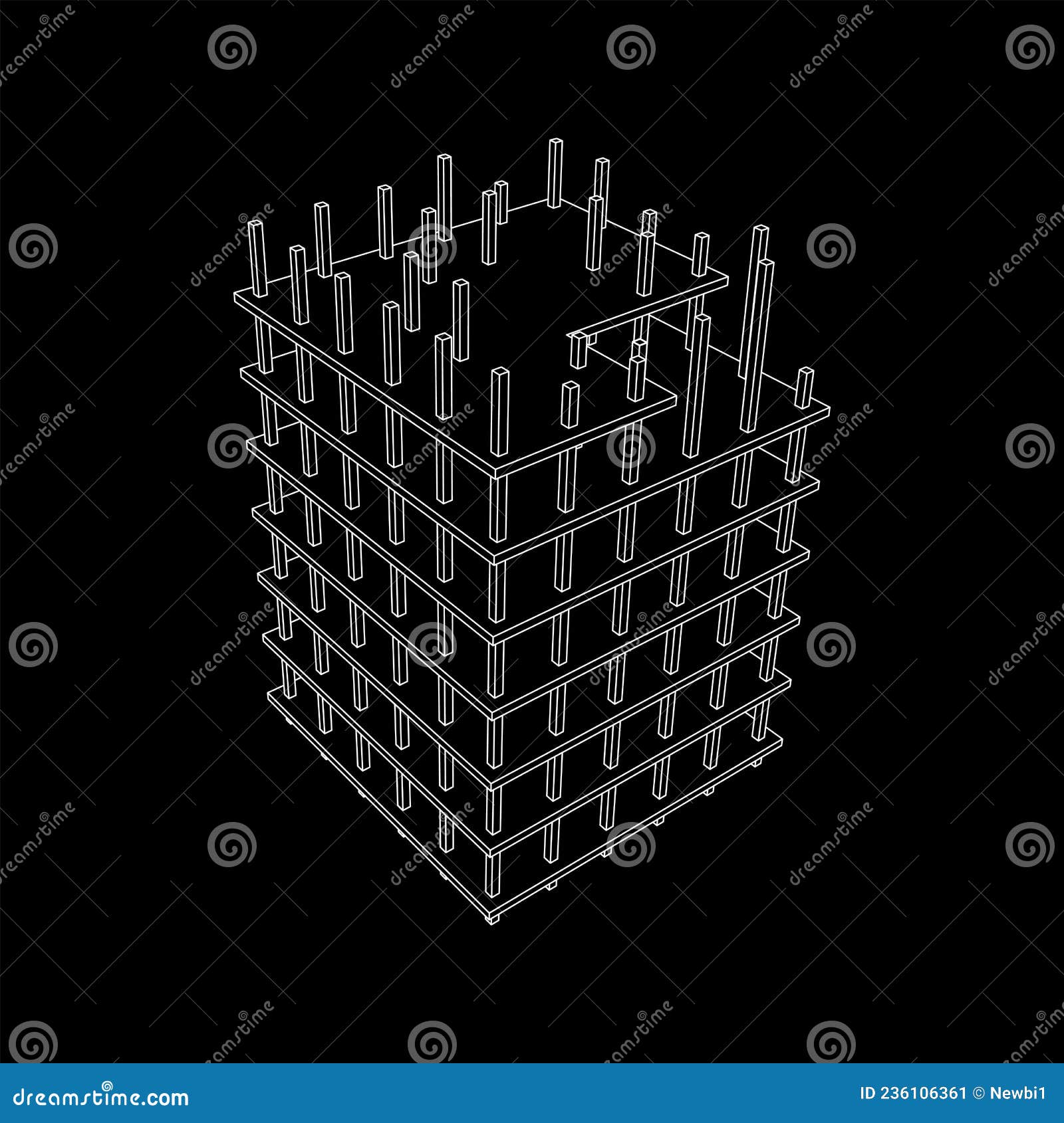 Building Under Construction. Wireframe Low Poly Mesh Stock Vector ...