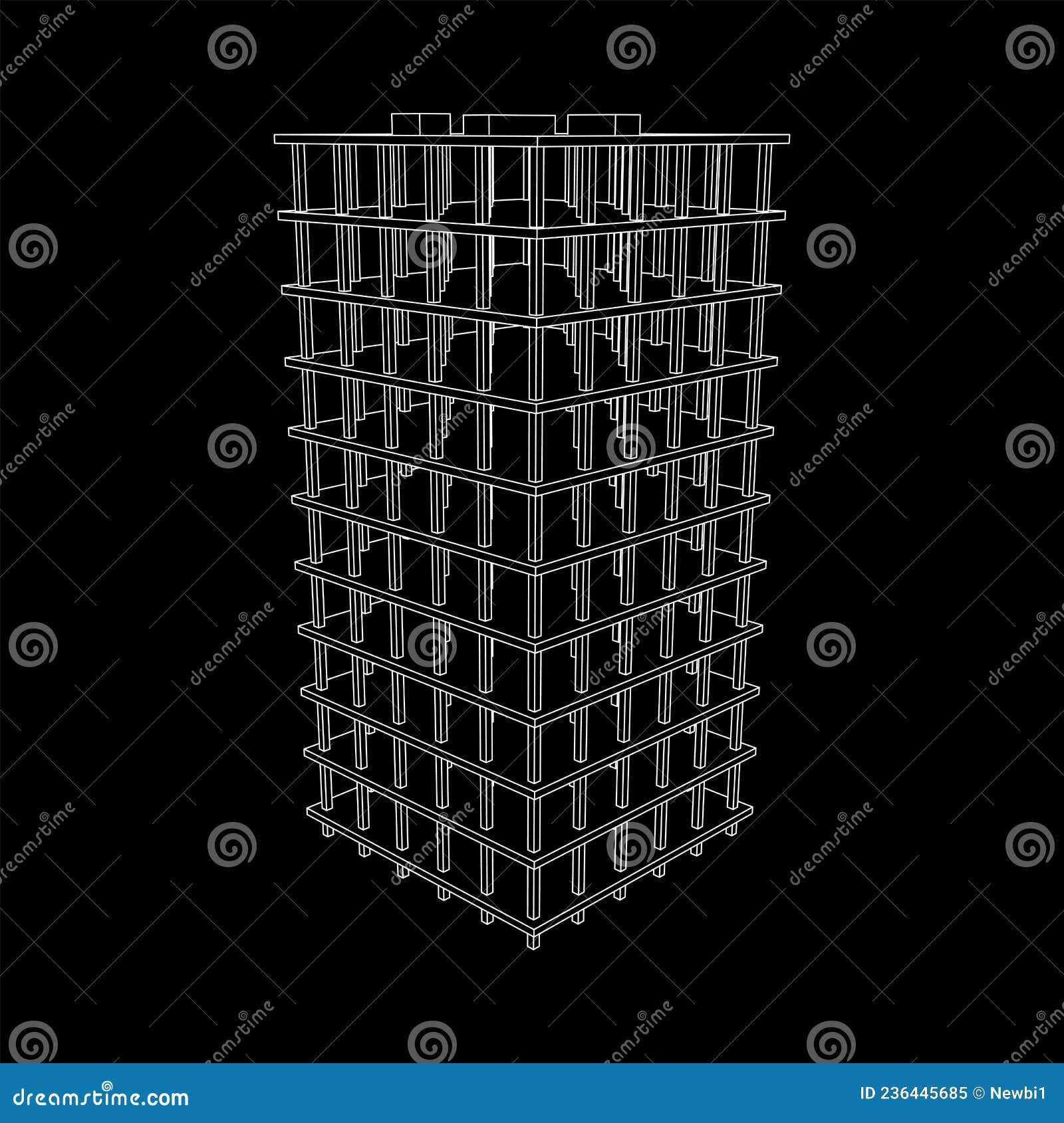 Building Under Construction. Wireframe Low Poly Mesh Stock Vector ...