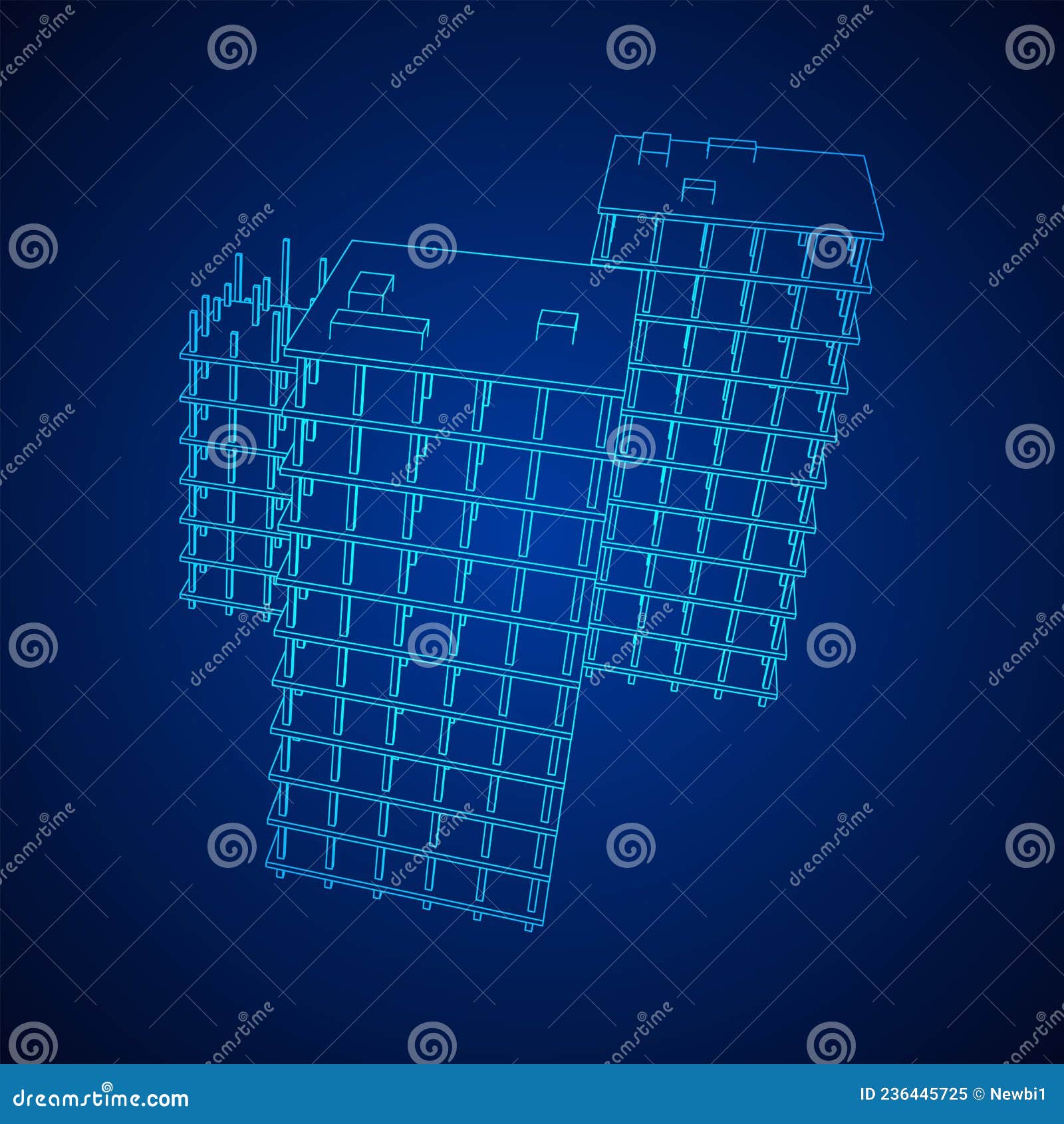 Building Under Construction. Wireframe Low Poly Mesh Stock Vector ...