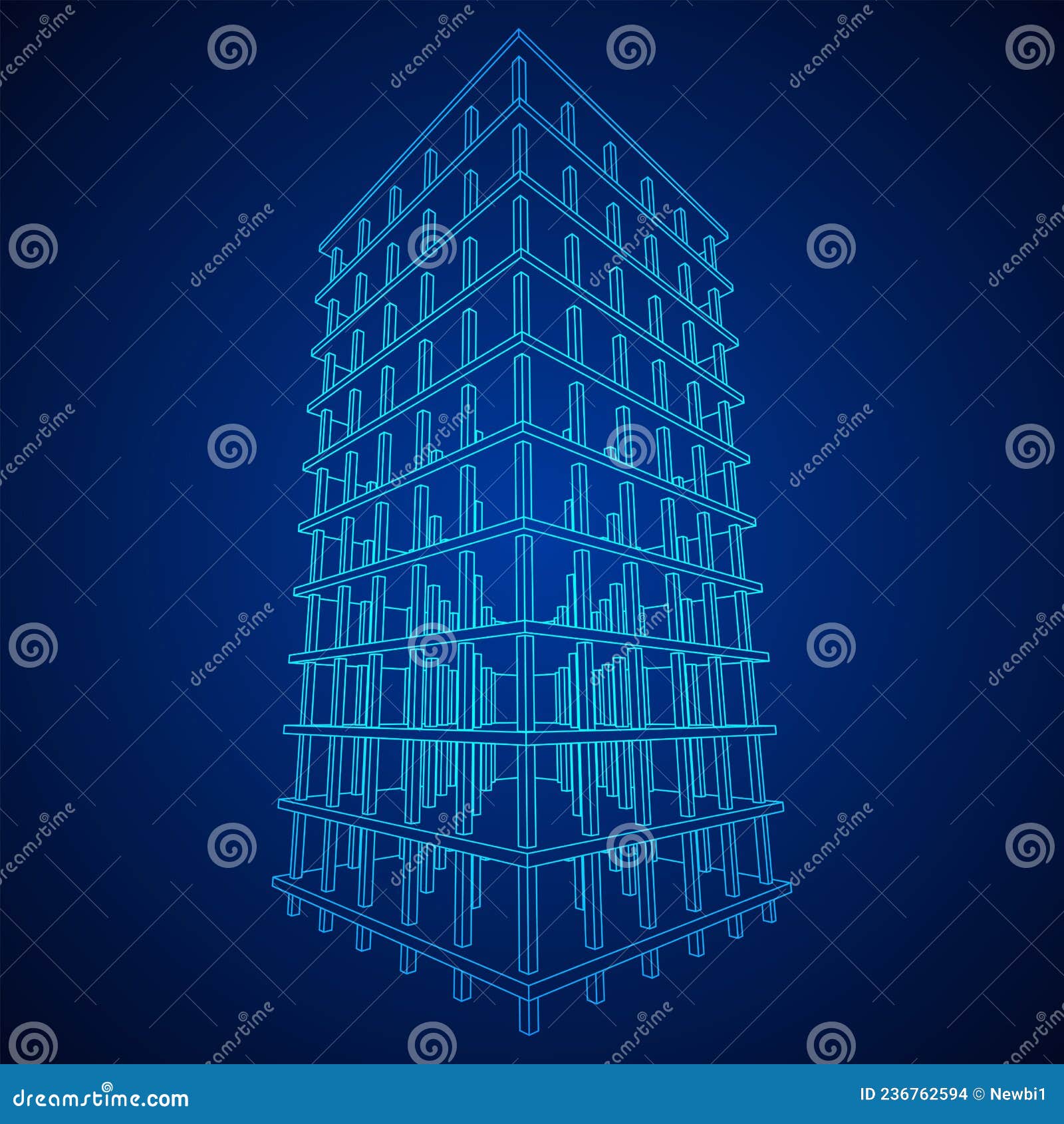 Building Under Construction. Wireframe Low Poly Mesh Stock Illustration ...