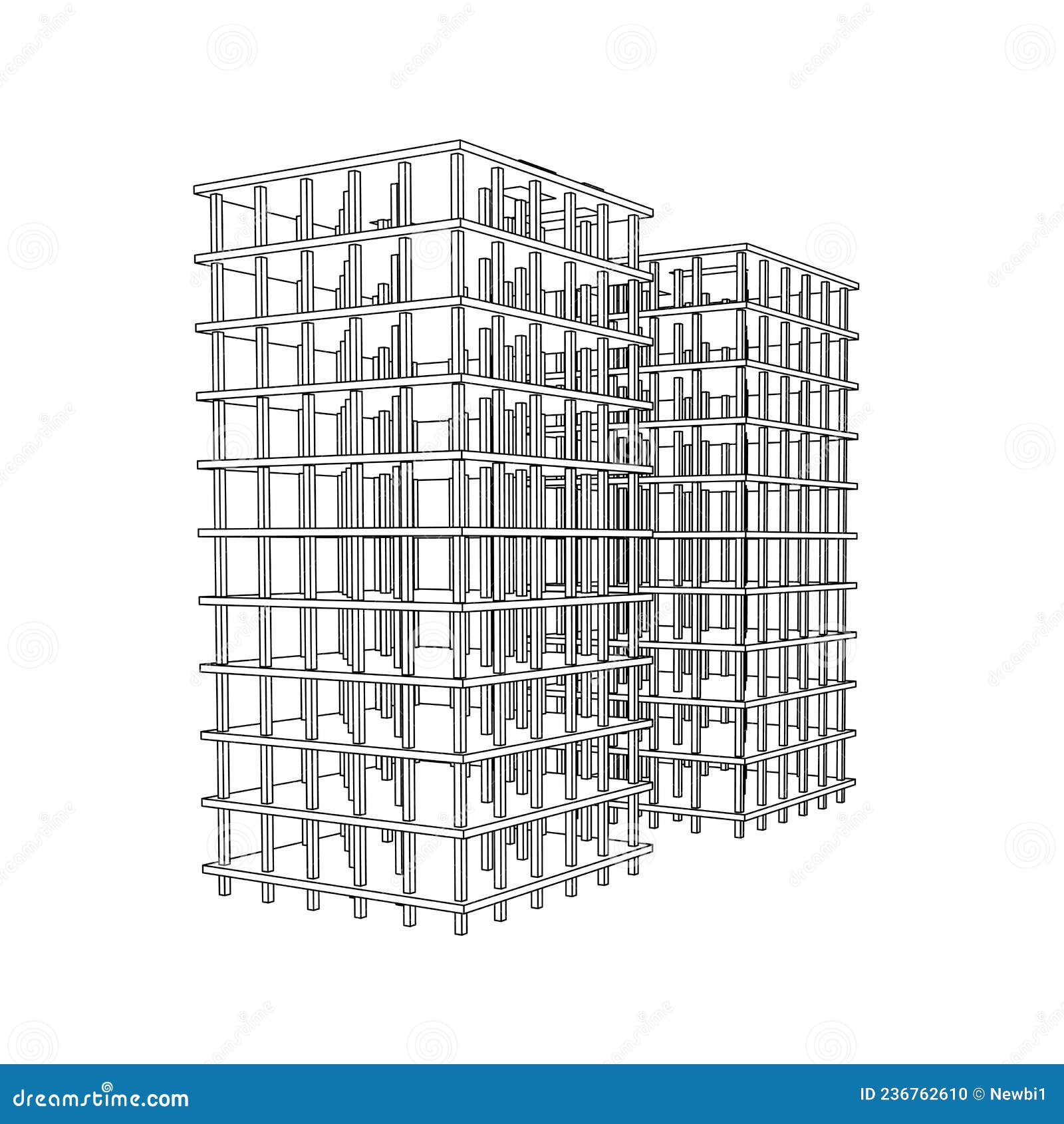 Building Under Construction. Wireframe Low Poly Mesh Stock Illustration ...