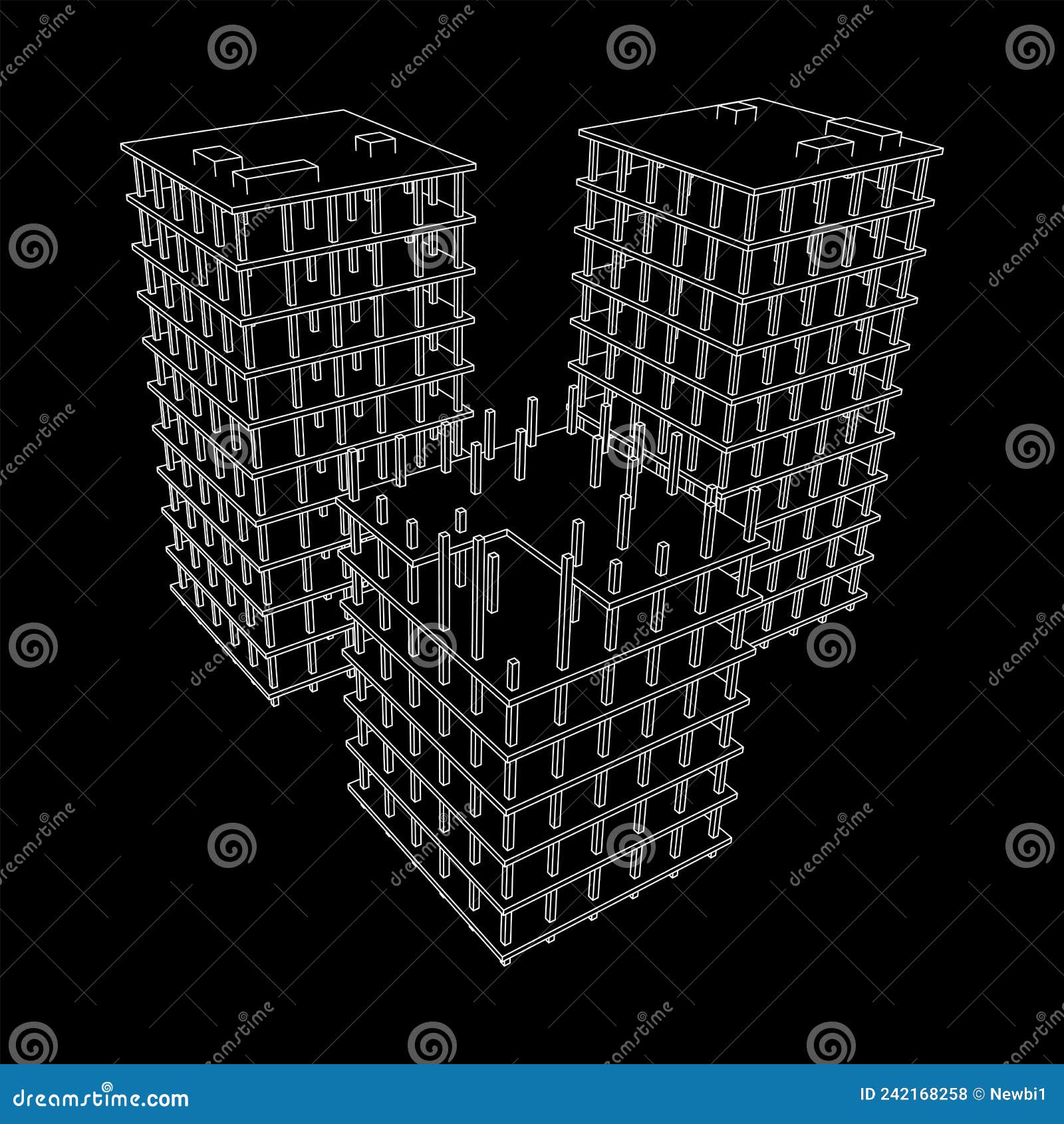 Building Under Construction. Wireframe Low Poly Mesh Stock Vector ...