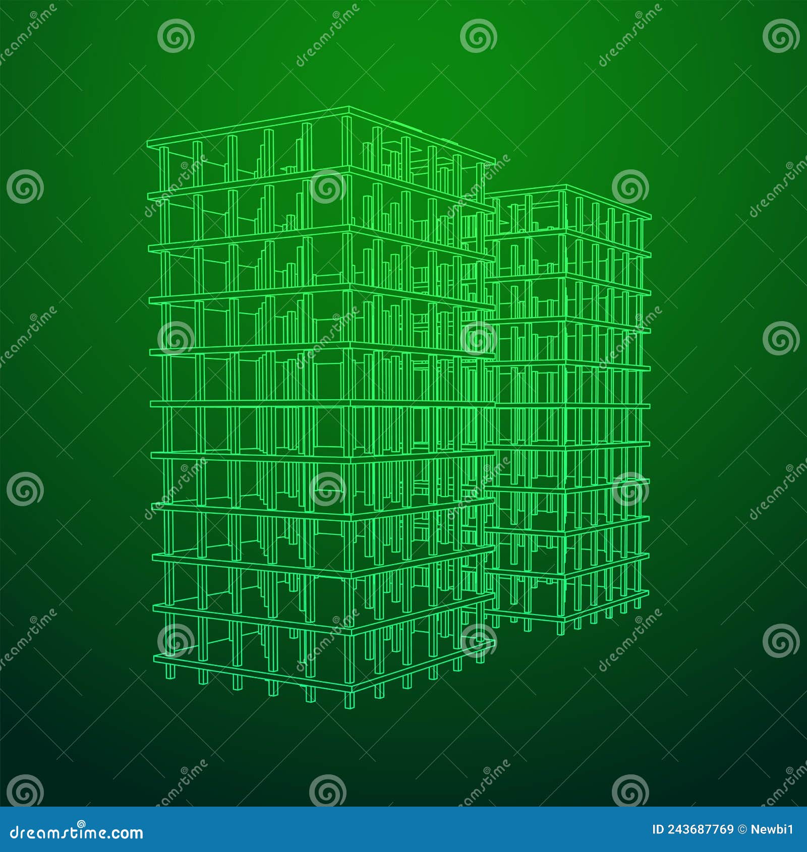 Building Under Construction. Wireframe Low Poly Mesh Stock Vector ...