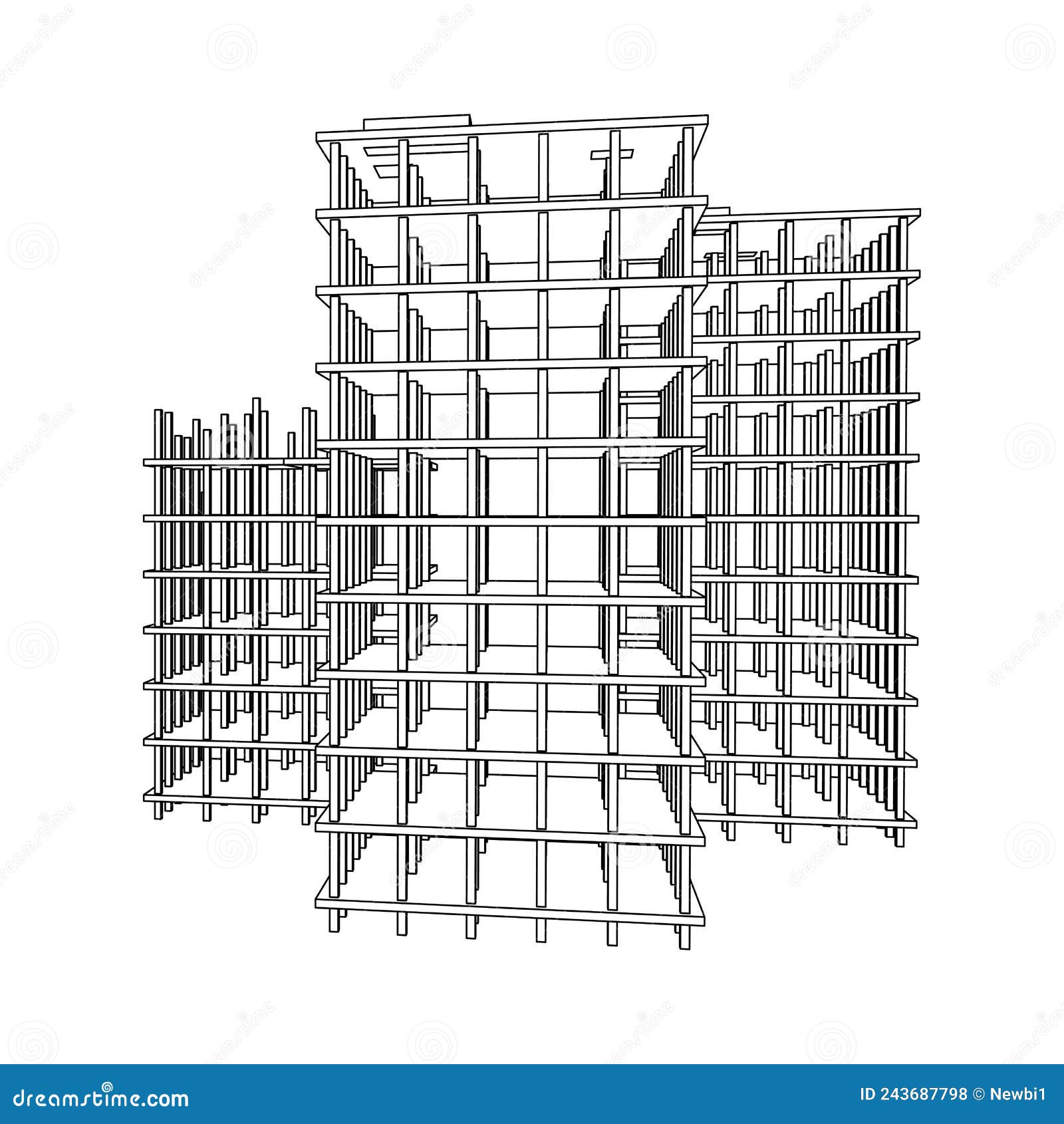 Building Under Construction. Wireframe Low Poly Mesh Stock Vector ...