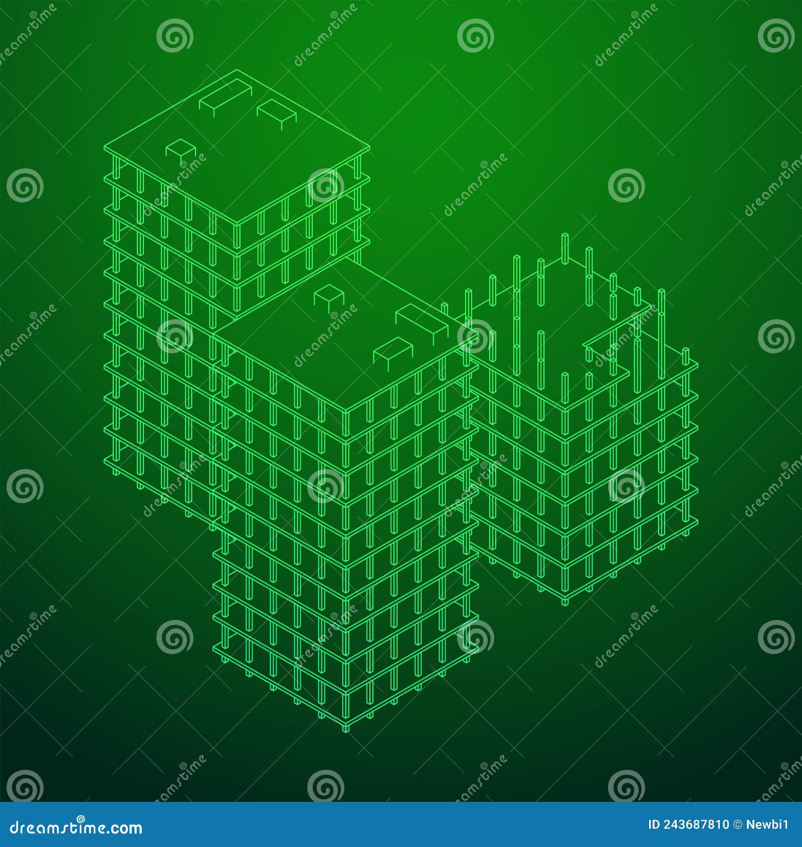 Building Under Construction. Wireframe Low Poly Mesh Stock Vector ...