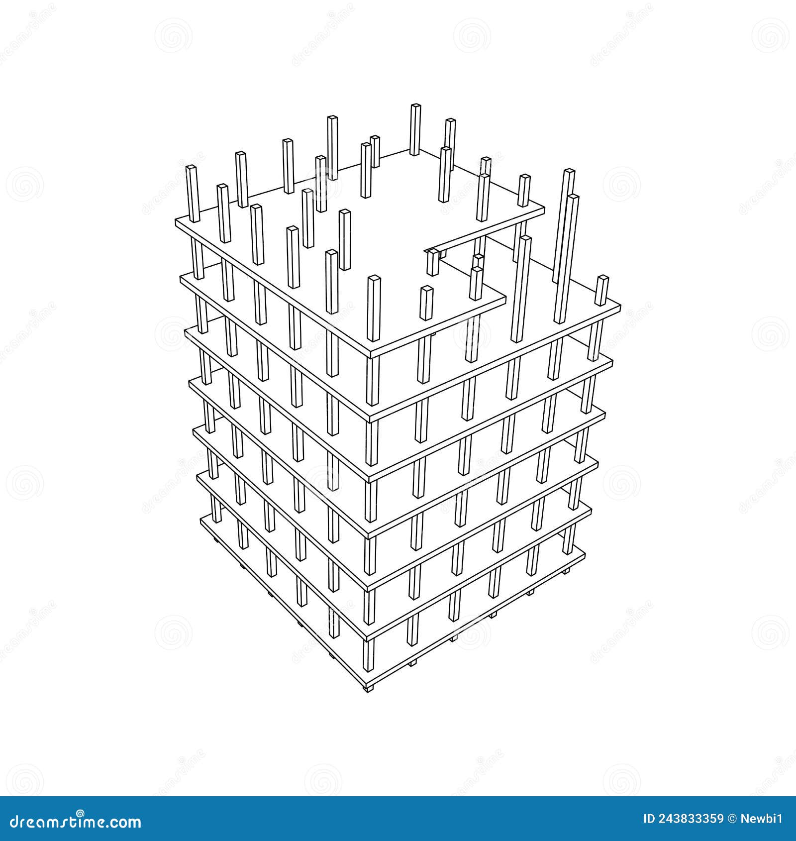 Building Under Construction. Wireframe Low Poly Mesh Stock Vector ...