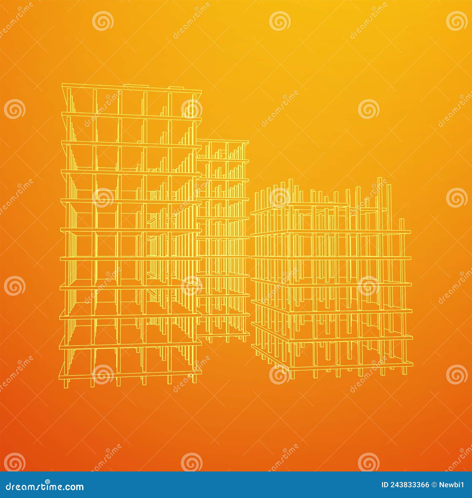 Building Under Construction. Wireframe Low Poly Mesh Stock Vector ...