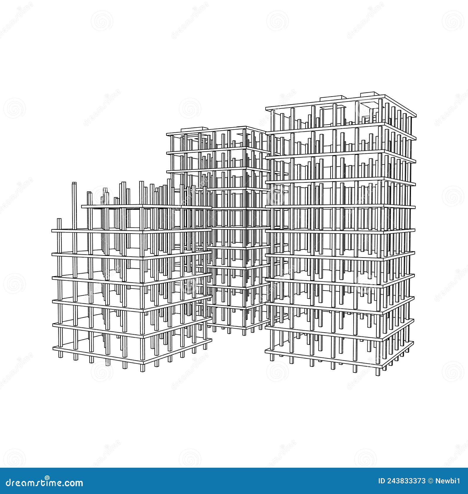 Building Under Construction. Wireframe Low Poly Mesh Stock Vector ...
