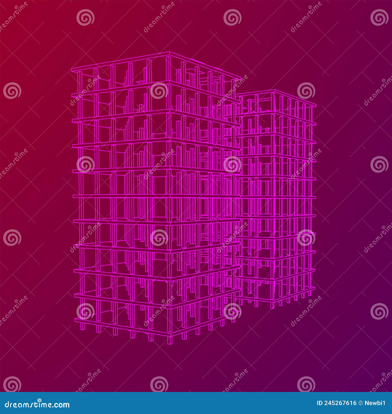 Building Under Construction. Wireframe Low Poly Mesh Stock Vector ...