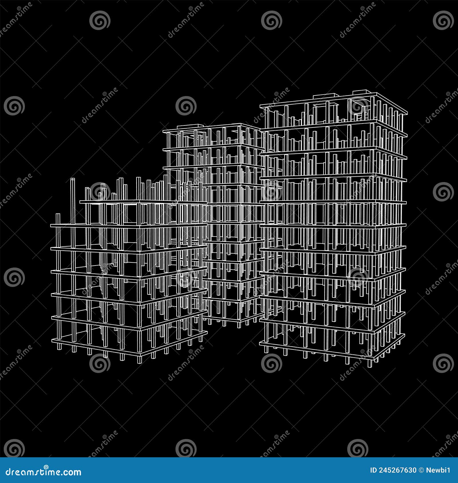 Building Under Construction. Wireframe Low Poly Mesh Stock Vector ...