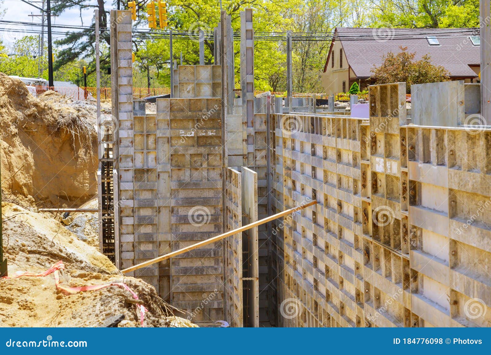 Formwork Construction Concept Unfinished House on the Metal Formwork ...
