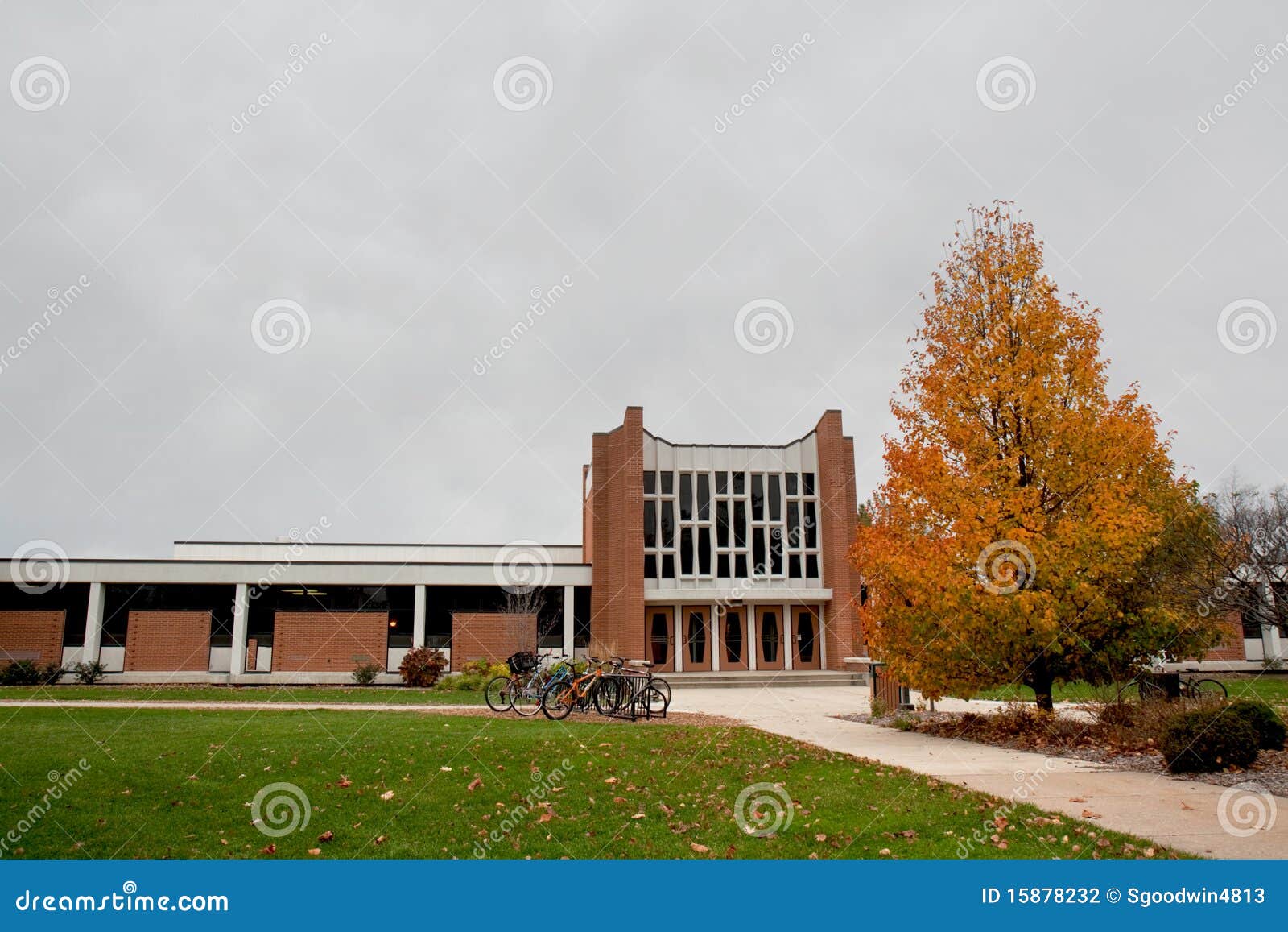 Building on a University Campus in Fall Stock Photo - Image of ...