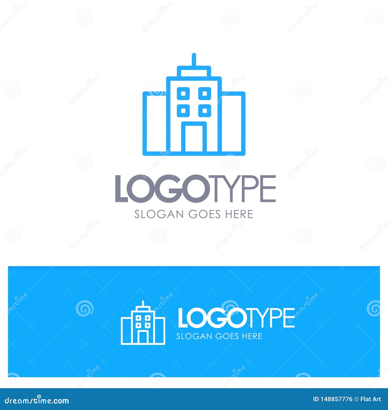 Building, User, Office, Interface Blue Outline Logo Place for Tagline ...
