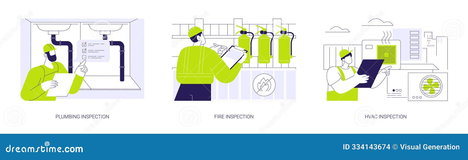 Building Utilities Inspections Isolated Concept Vector Illustrations ...