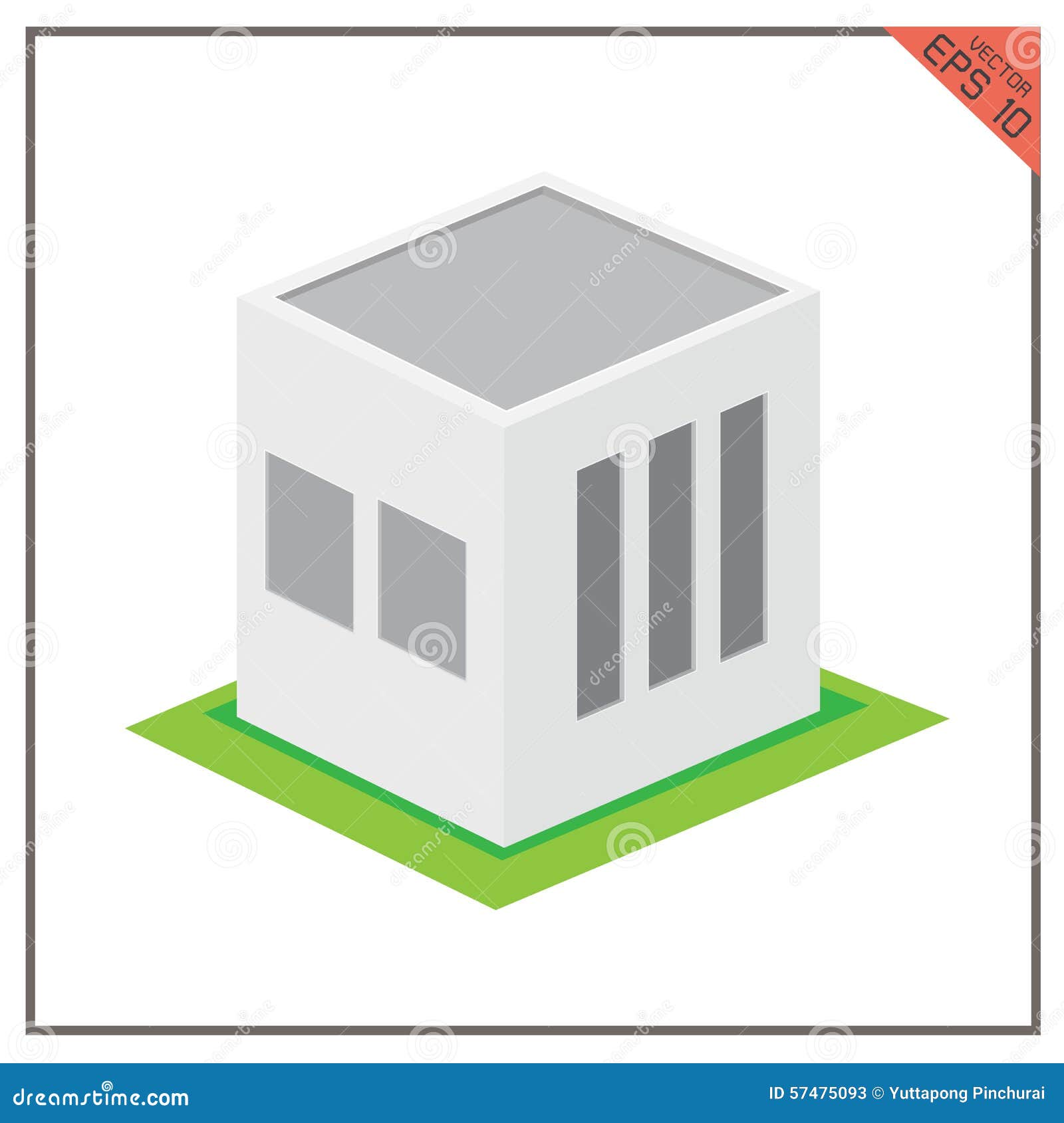 Building Vector 3d Set Warehouse Icon Green on White Background Stock ...
