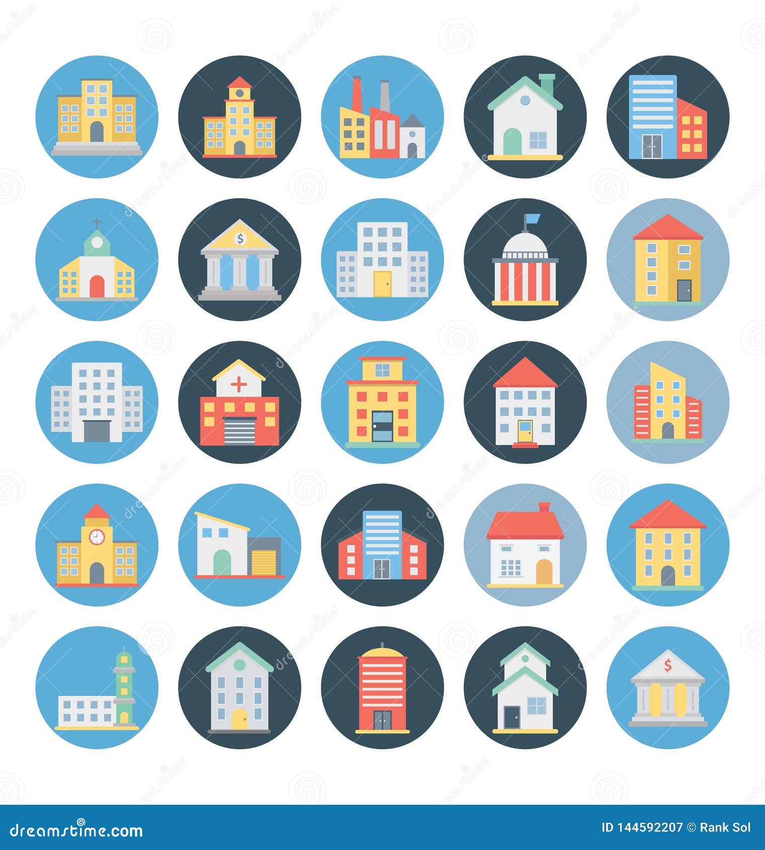 Building Vector Icons Set that Can Be Easily Modified or Edit Building ...