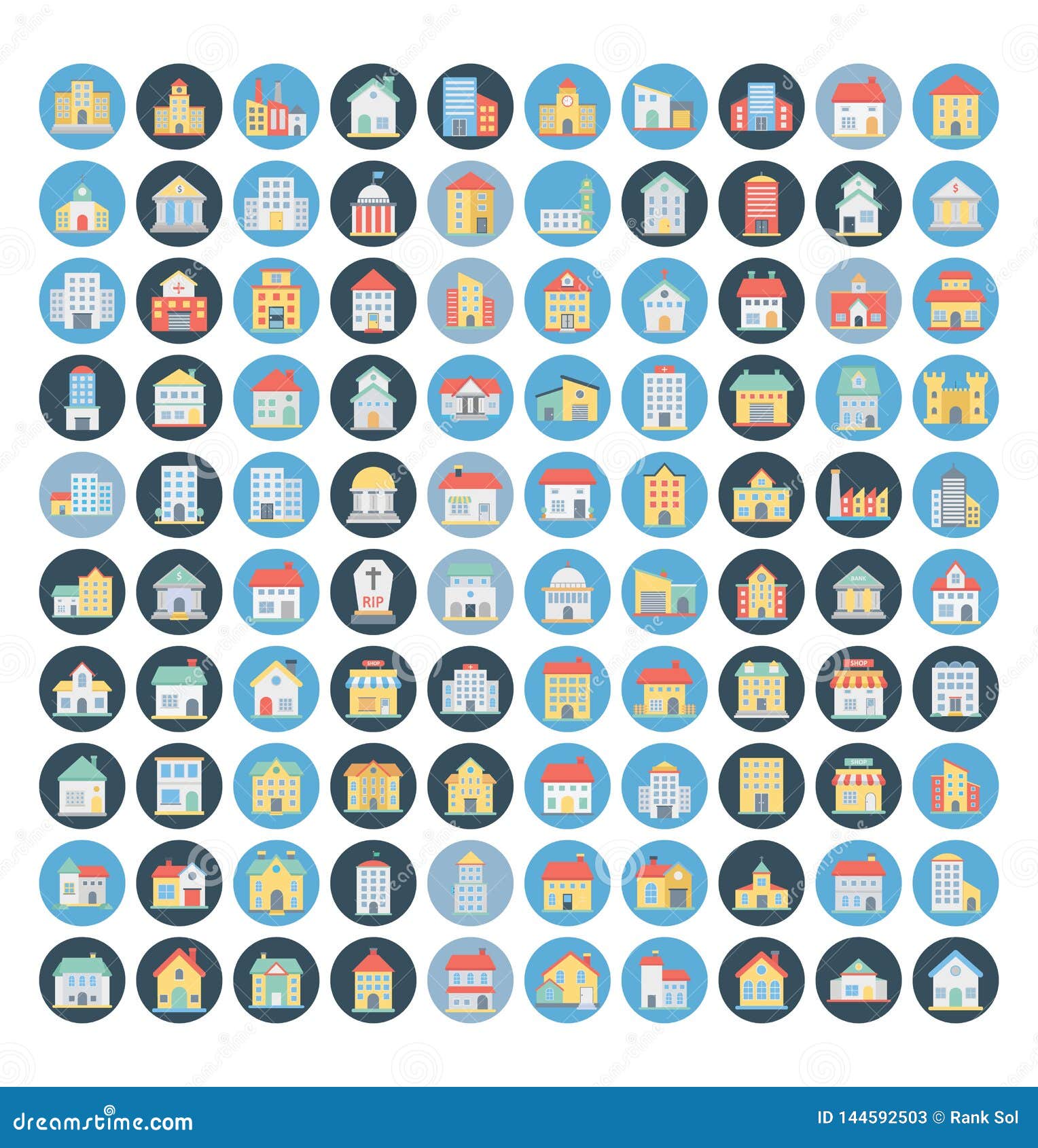 Building Vector Icons Set that Can Be Easily Modified or Edit Building ...
