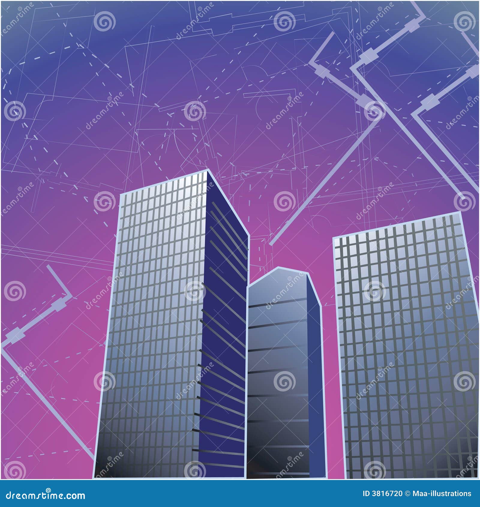 Building in violet shade stock vector. Illustration of built - 3816720